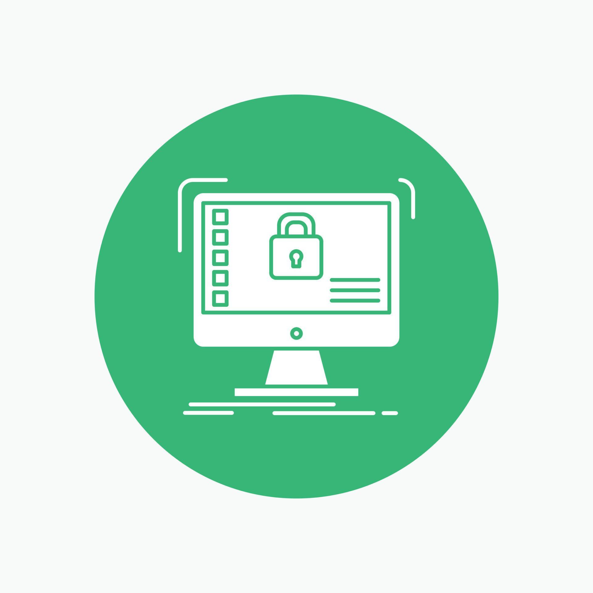 Secure Protection Safe System Data White Glyph Icon In Circle