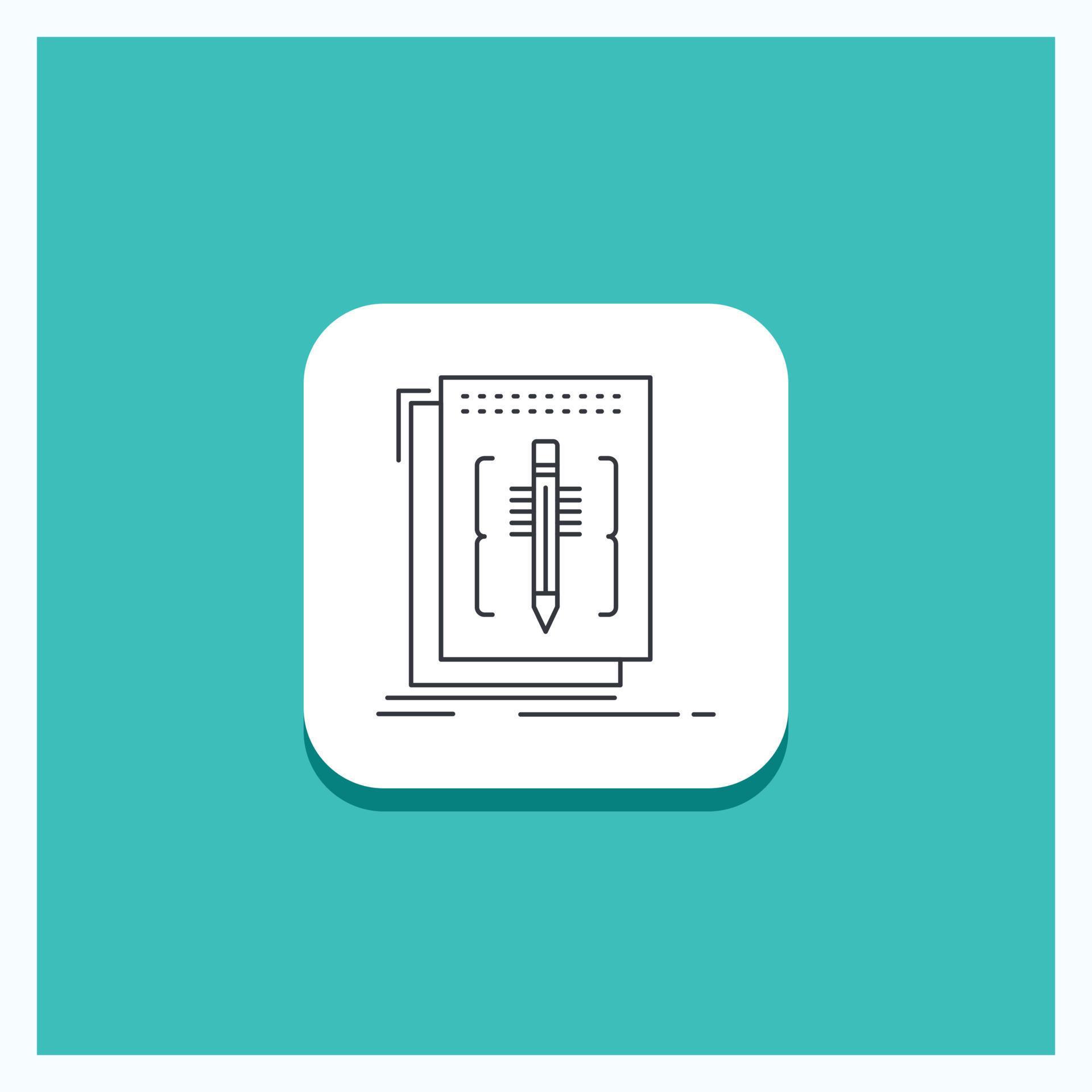 Round Button for Code. edit. editor. language. program Line icon Turquoise Background 12957043 ...