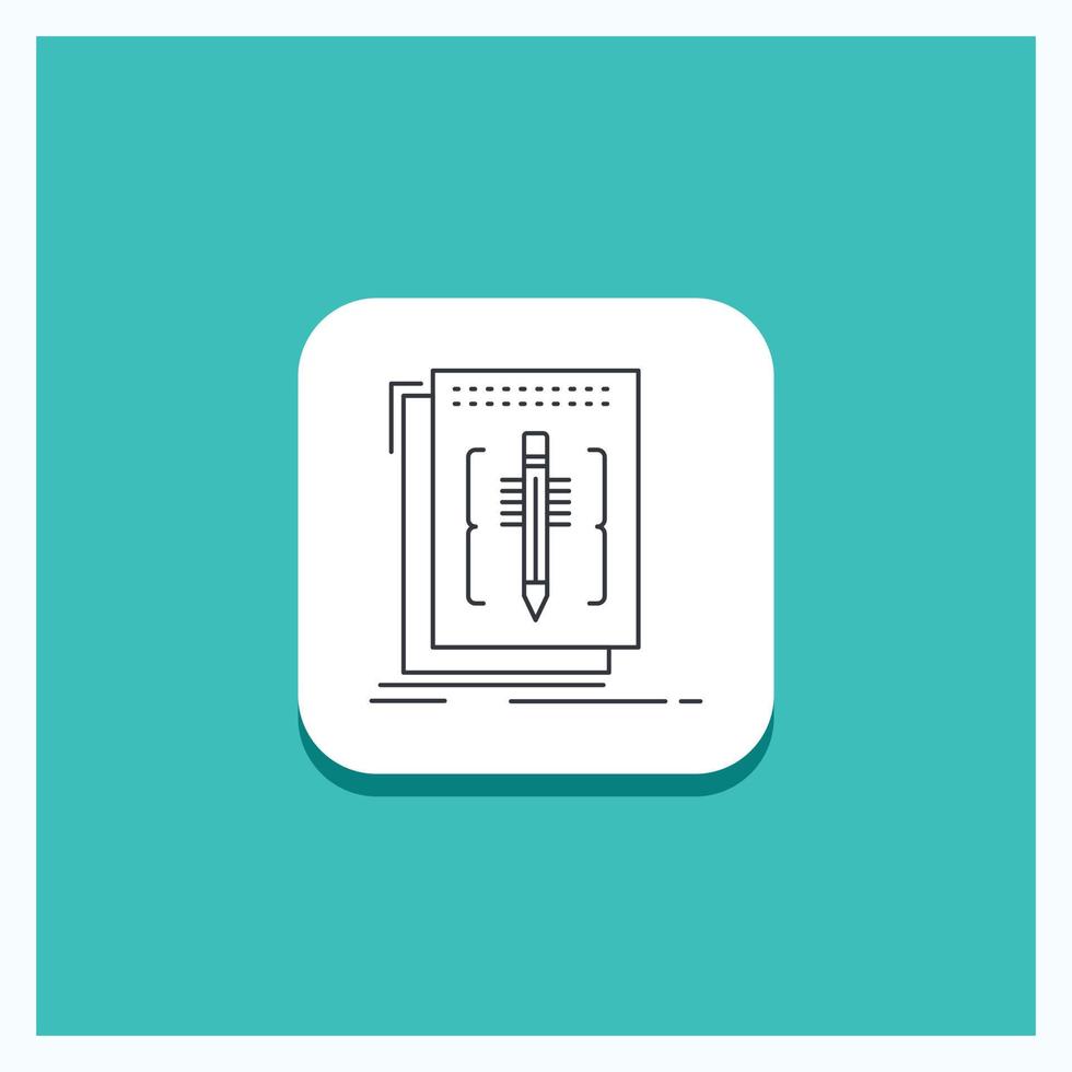 Round Button for Code. edit. editor. language. program Line icon Turquoise Background 12957043 ...