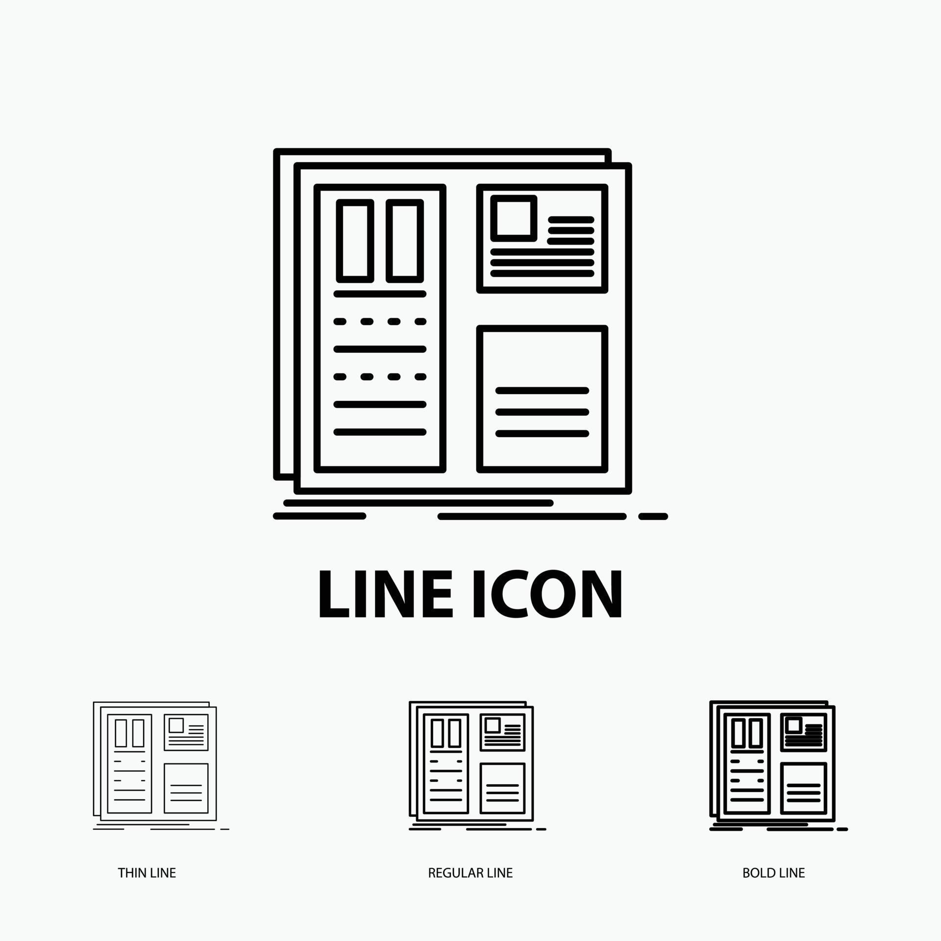 Design Grid Interface Layout Ui Icon In Thin Regular And Bold Line Style Vector