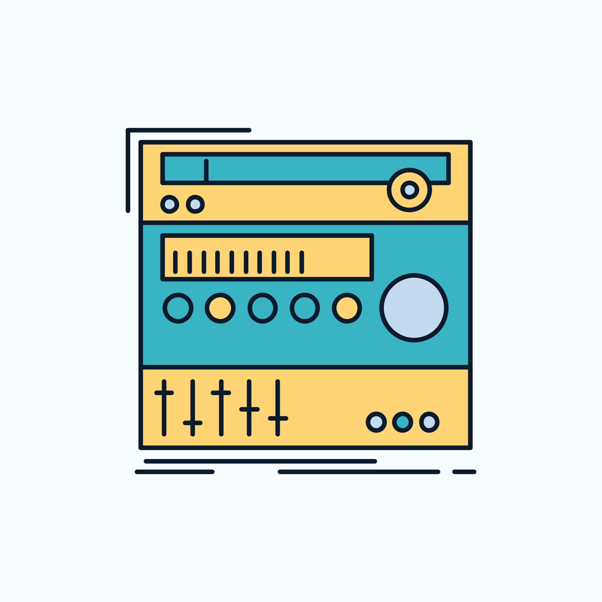 rack. component. module. sound. studio Flat Icon. green and Yellow sign and symbols for website ...