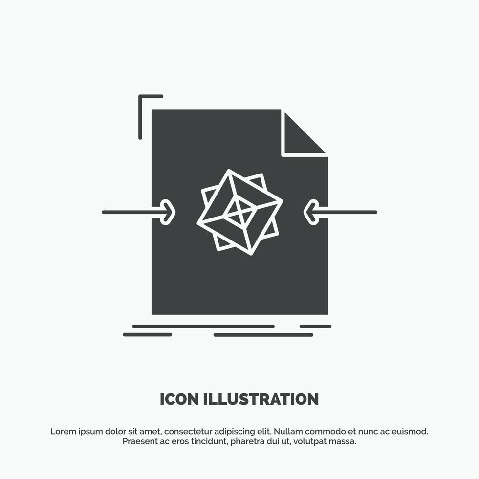 3d Document File Object Processing Icon Glyph Vector Gray Symbol For Ui And Ux Website Or