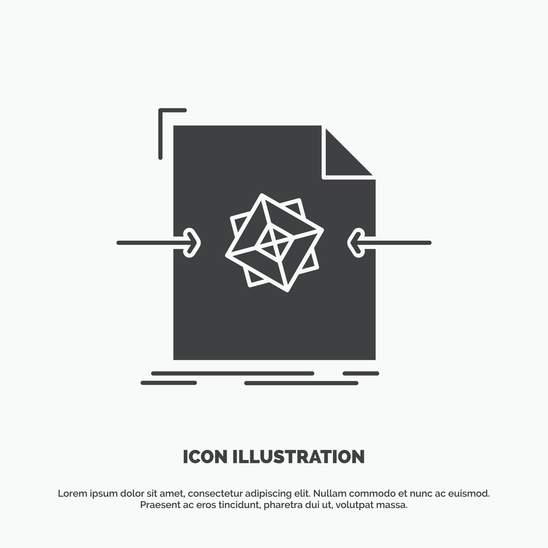 3d Document File Object Processing Icon Glyph Vector Gray Symbol For Ui And Ux Website Or