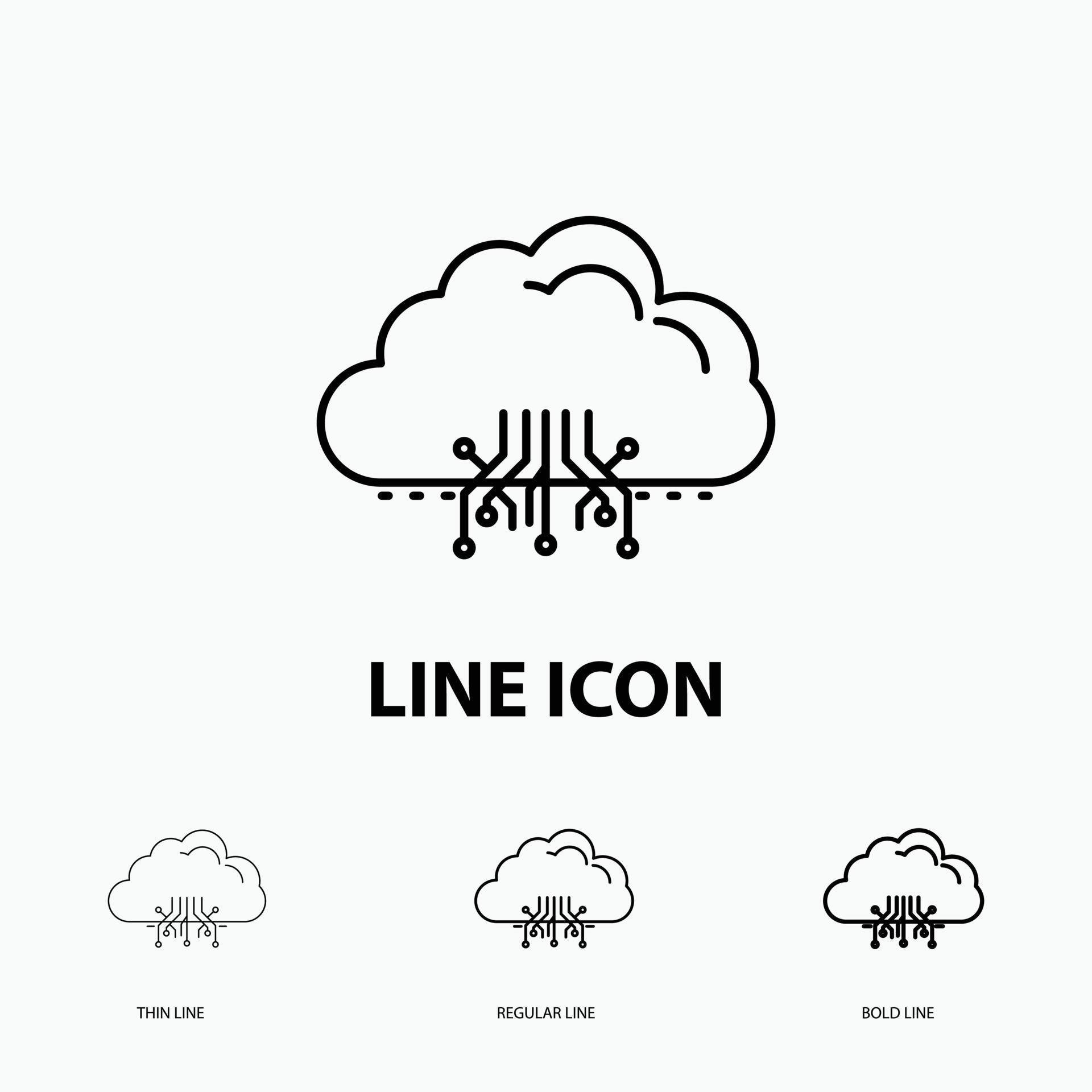 cloud. computing. data. hosting. network Icon in Thin. Regular and Bold Line Style. Vector ...