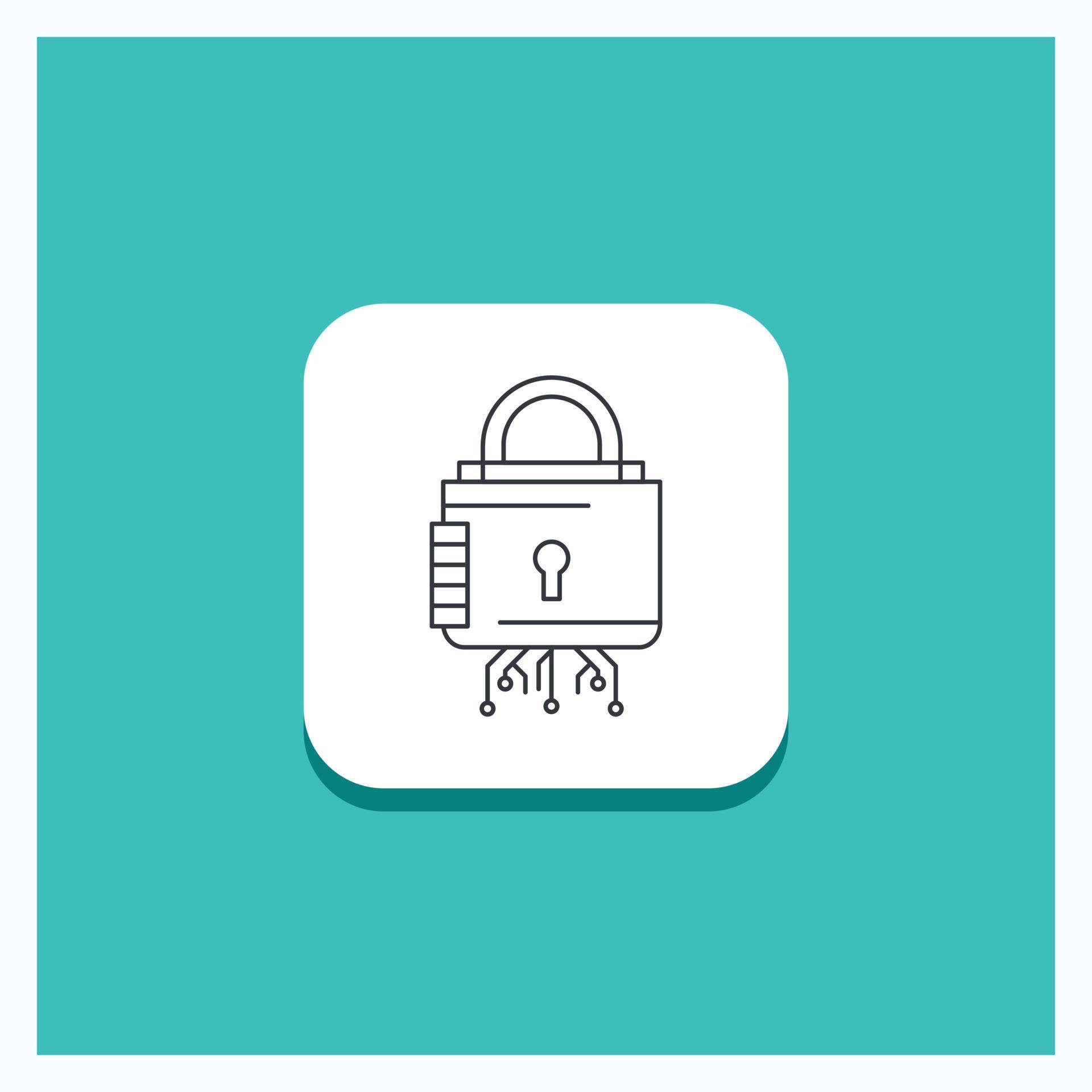 Round Button For Security Cyber Lock Protection Secure Line Icon