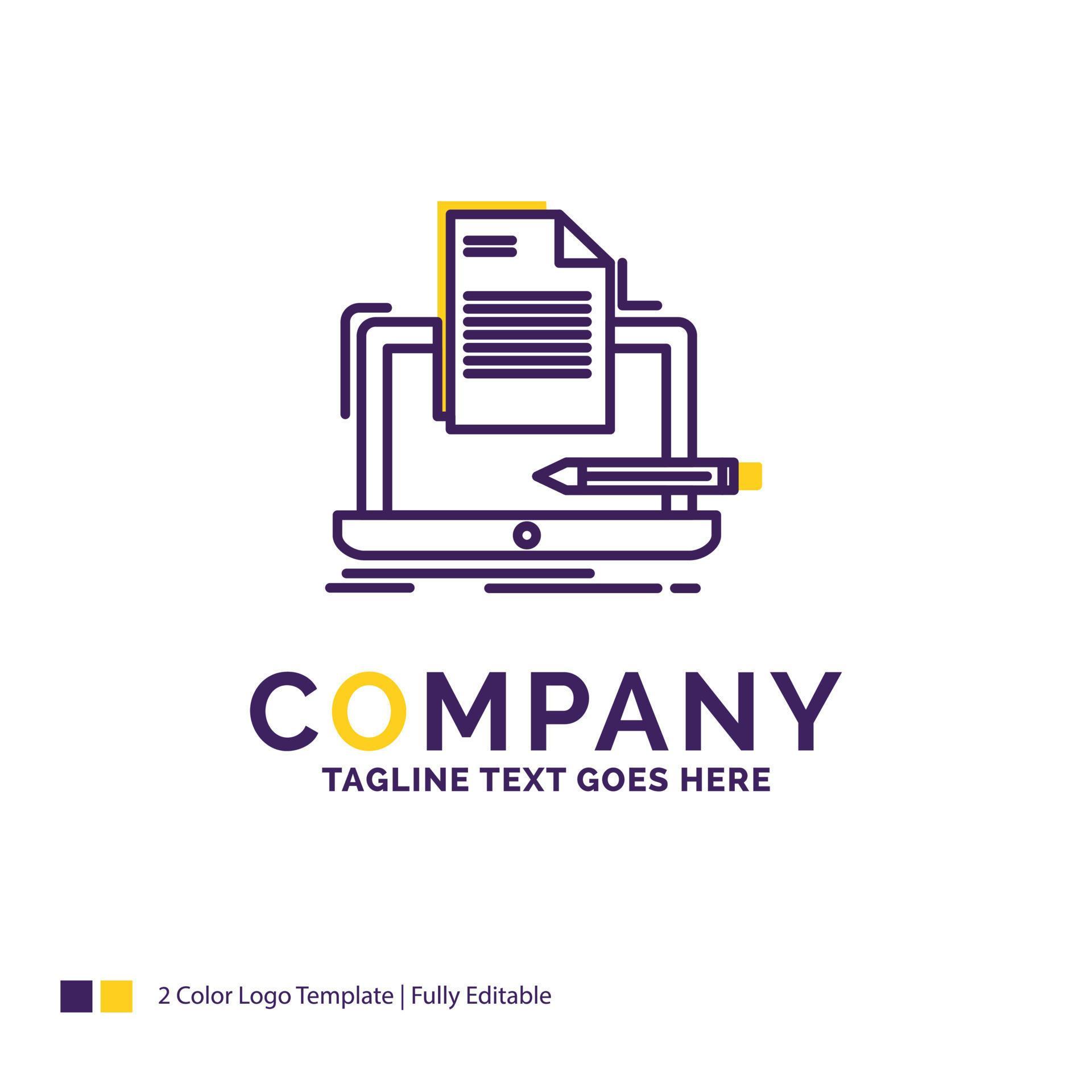 Company Name Logo Design For Coder Coding Computer List Paper Purple And Yellow Brand Name