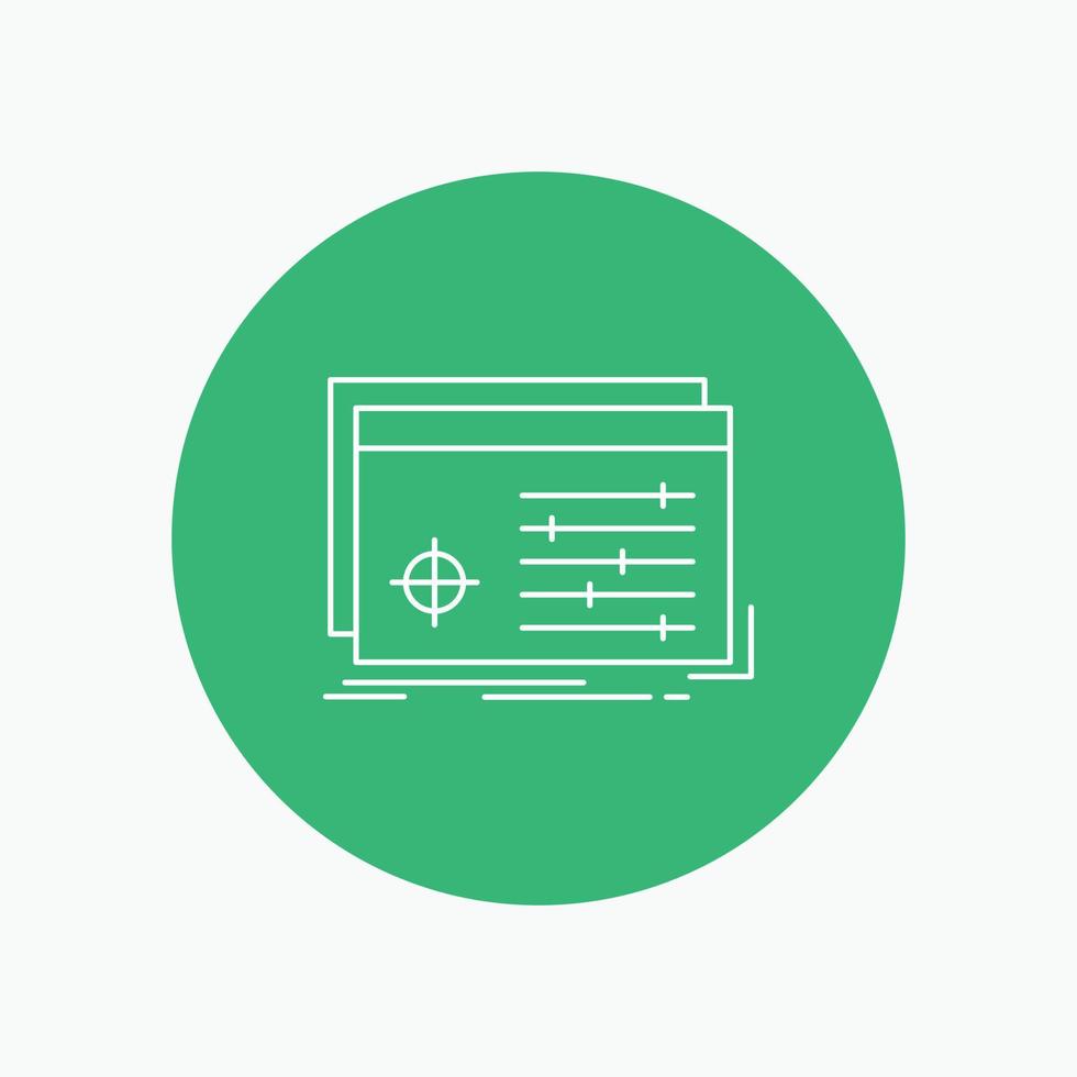 File Object Processing Settings Software White Line Icon In Circle Background Vector Icon