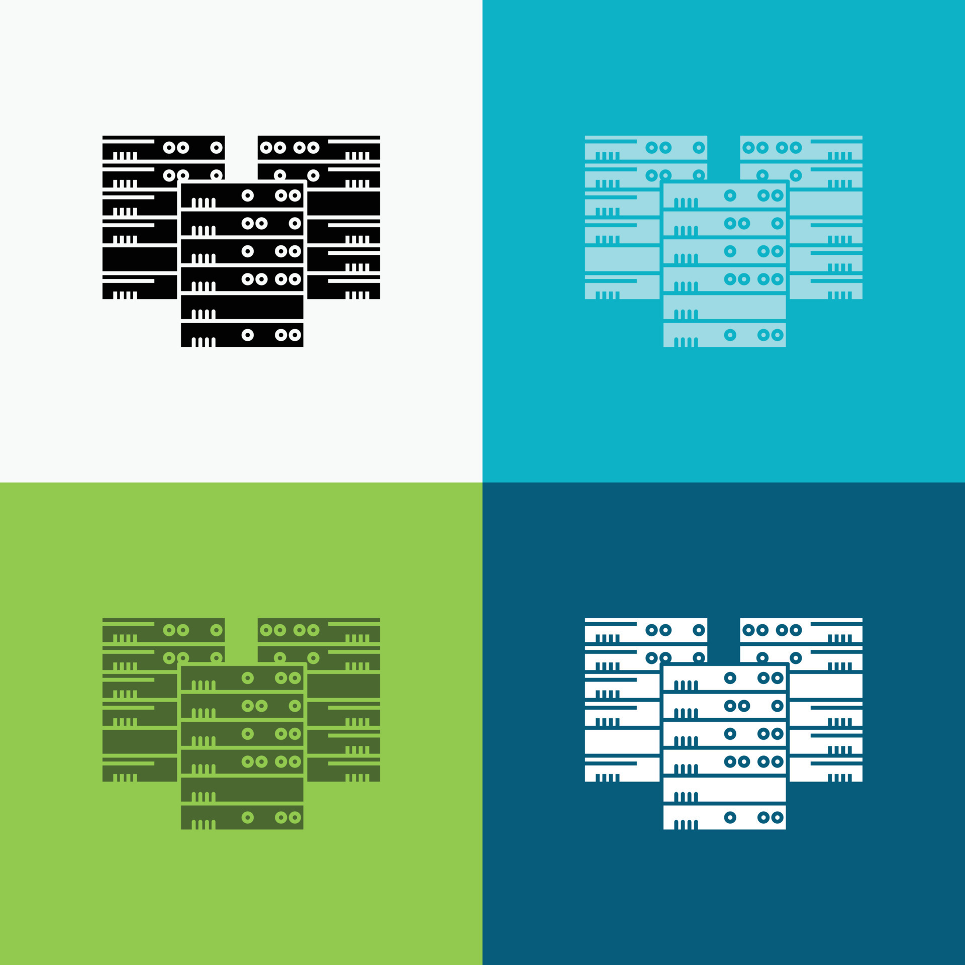 Center Centre Data Database Server Icon Over Various Background Glyph Style Design