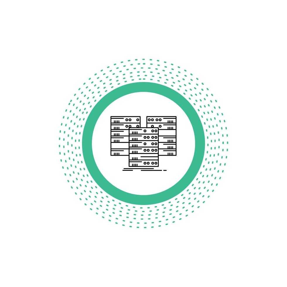 Center Centre Data Database Server Line Icon Vector Isolated