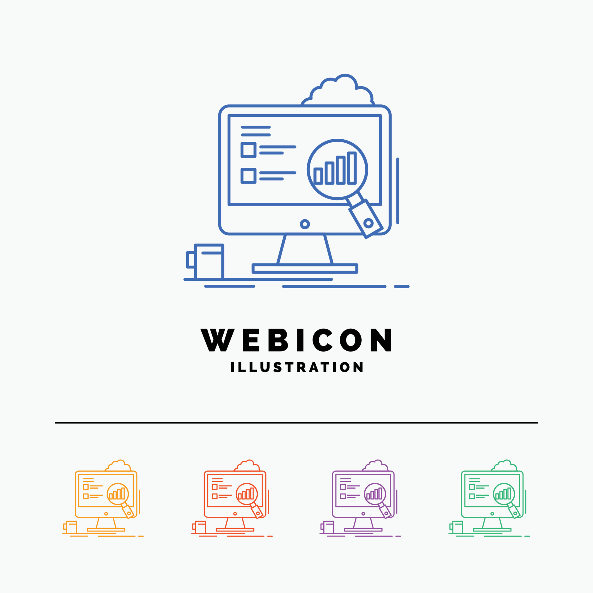 Analytics Board Presentation Laptop Statistics 5 Color Line Web Icon Template Isolated On