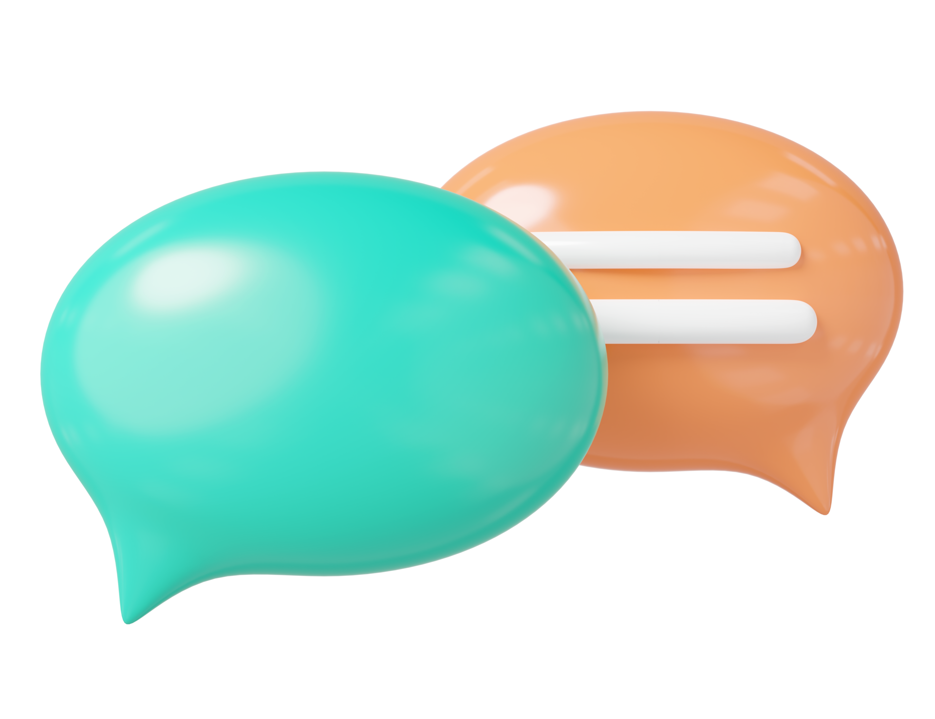 3d Chat bubble icon. Glossy speech balloon symbol on transparent. Social media messages box ...