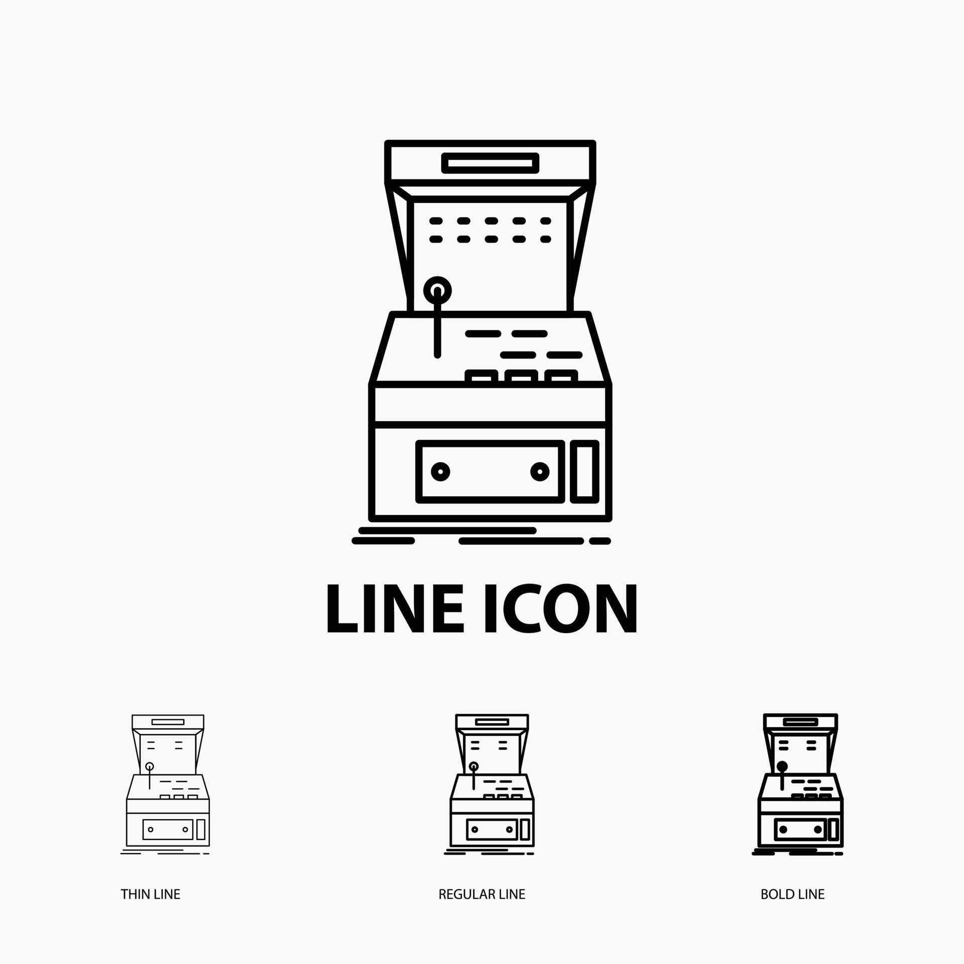 Arcade Console Game Machine Play Icon In Thin Regular And Bold Line Style Vector