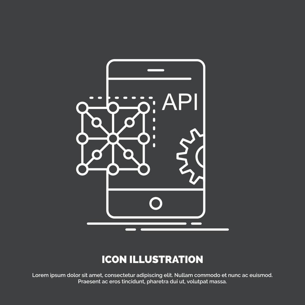 Api. Application. coding. Development. Mobile Icon. Line vector symbol for UI and UX. website or ...