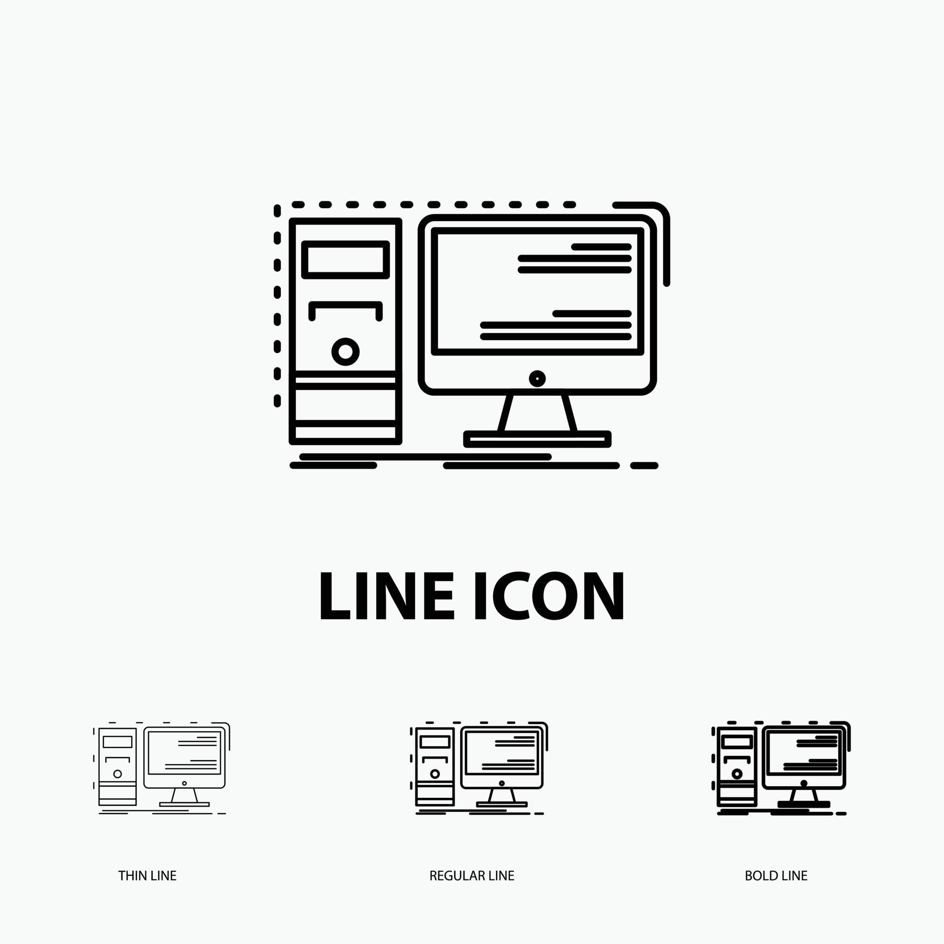 Computer Desktop Hardware Workstation System Icon In Thin Regular