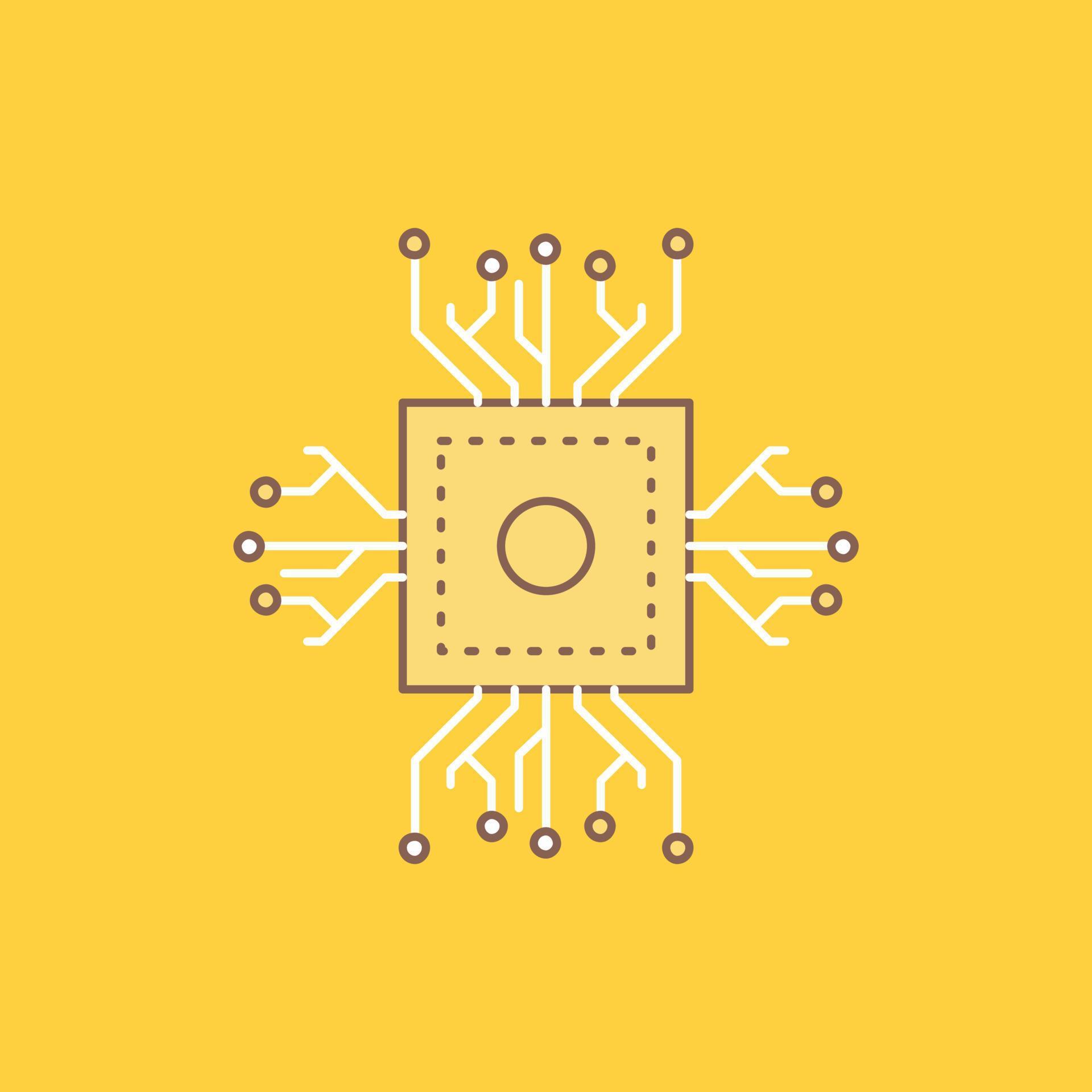 Chip. cpu. microchip. processor. technology Flat Line Filled Icon. Beautiful Logo button over ...