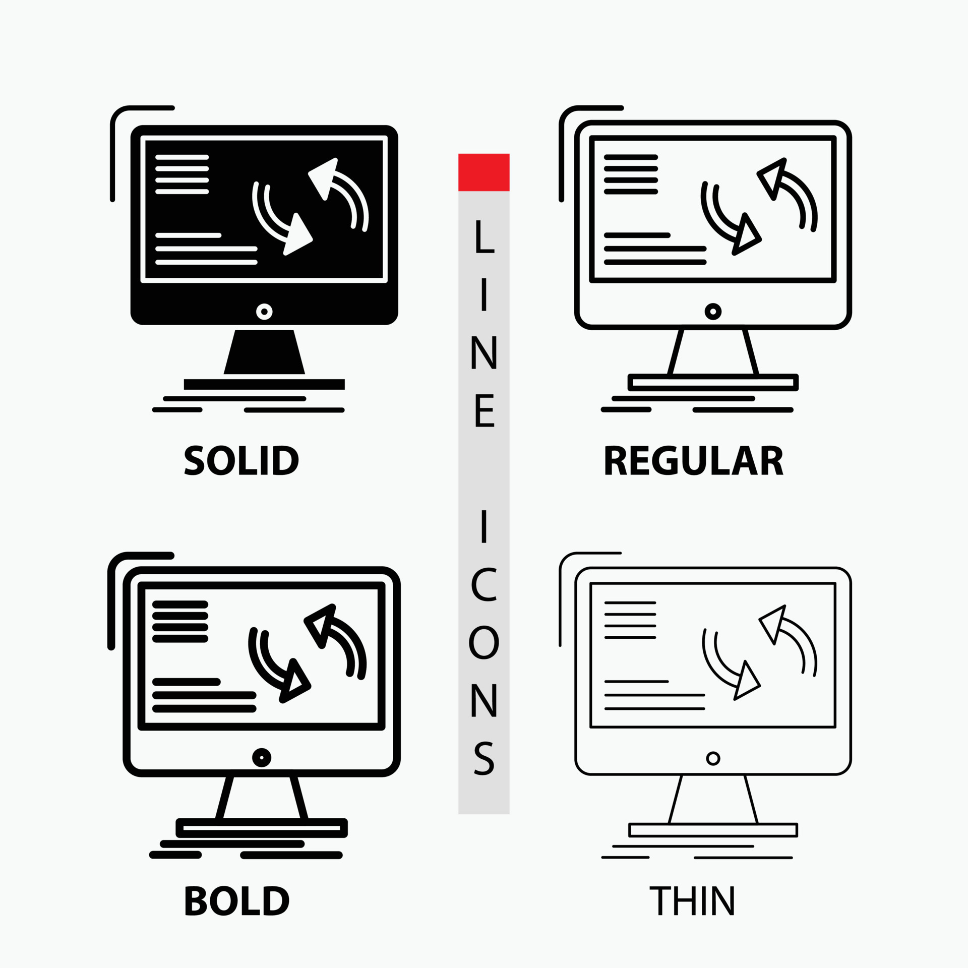 Synchronization Sync Information Data Computer Icon In Thin Regular Bold Line And Glyph