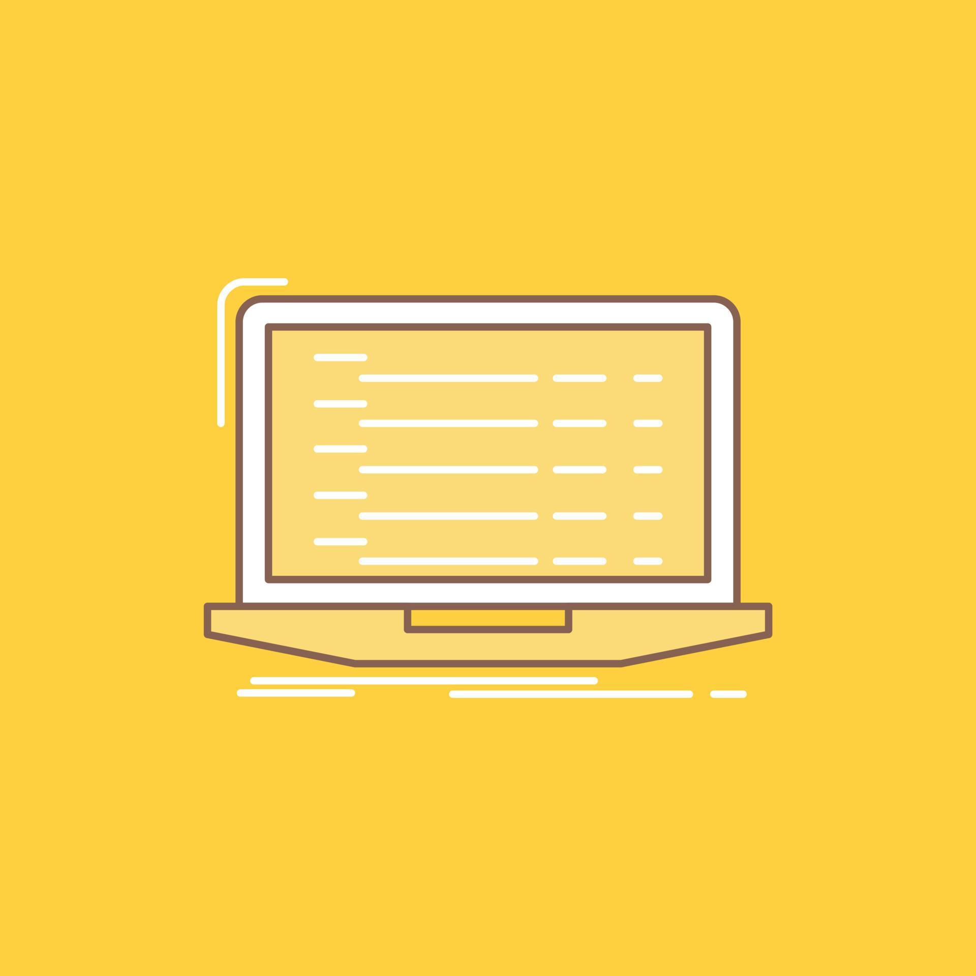 Api App Coding Developer Laptop Flat Line Filled Icon Beautiful