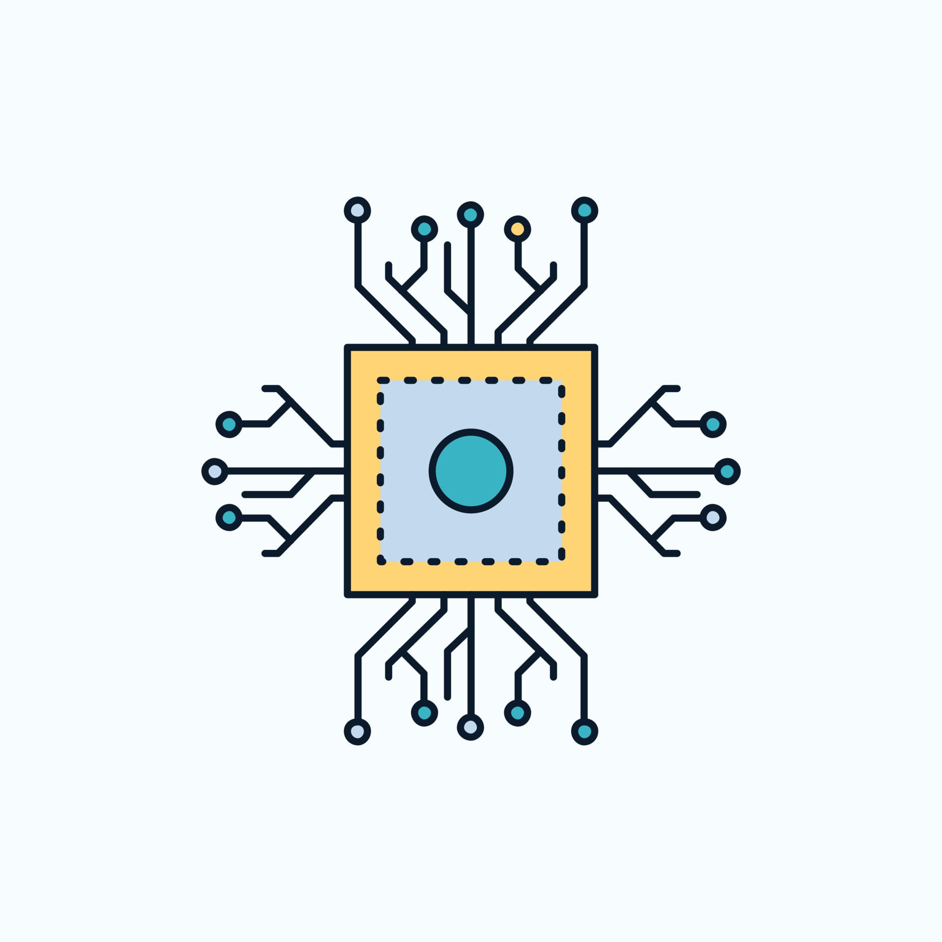 Chip Cpu Microchip Processor Technology Flat Icon Green And Yellow