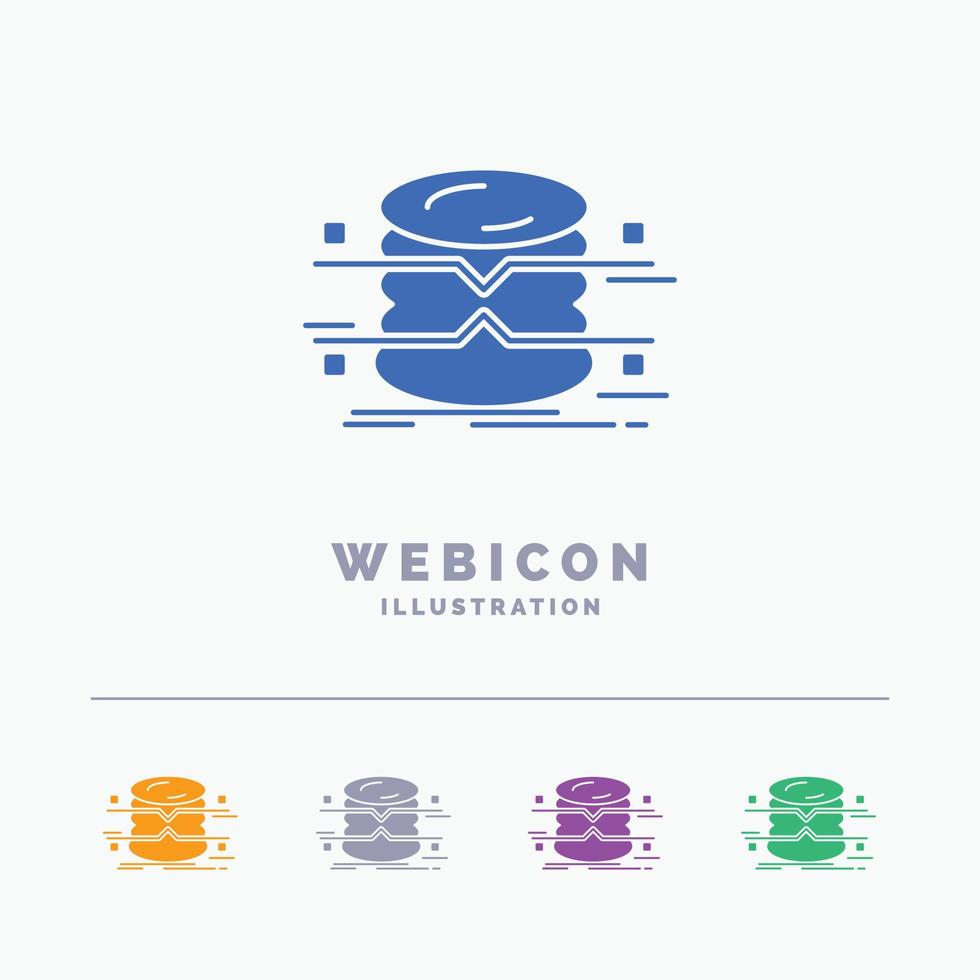 Database Data Architecture Infographics Monitoring 5 Color Glyph Web Icon Template Isolated
