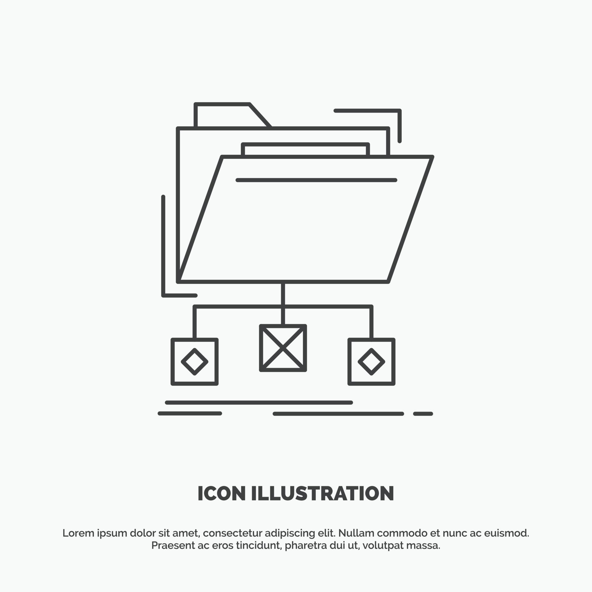 Backup Data Files Folder Network Icon Line Vector Gray Symbol For Ui And Ux Website Or