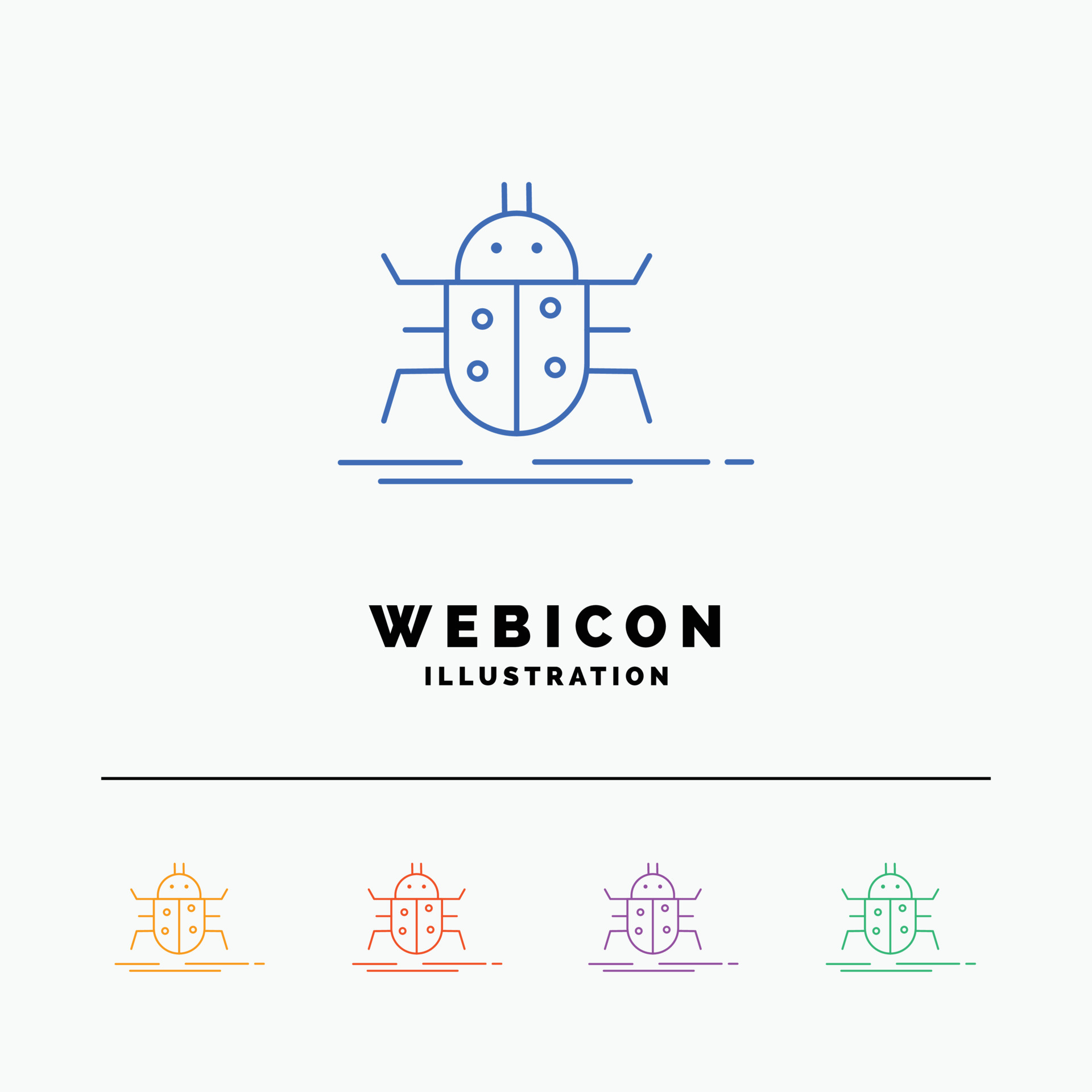 Bug Bugs Insect Testing Virus 5 Color Line Web Icon Template Isolated On White Vector