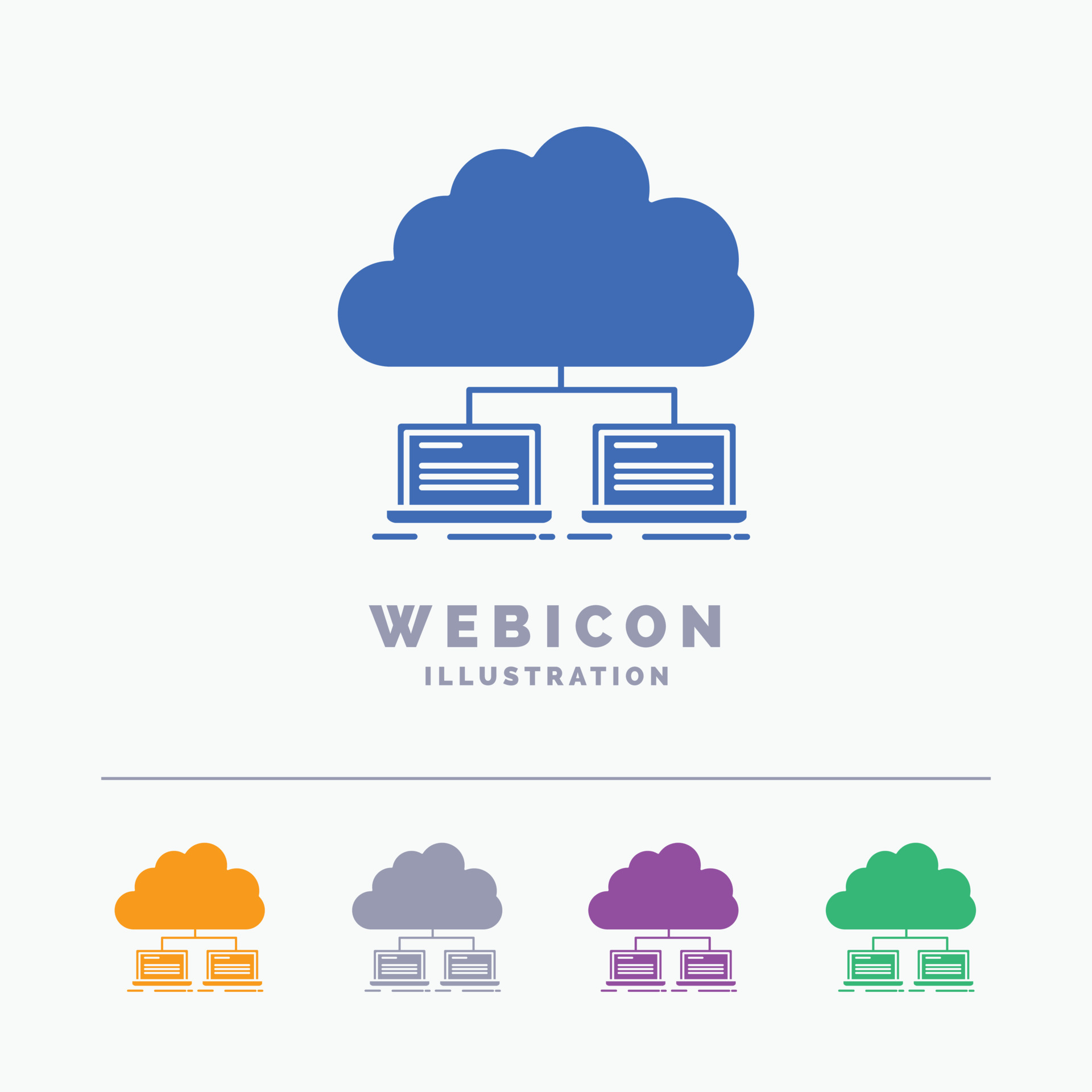 cloud. network. server. internet. data 5 Color Glyph Web Icon Template isolated on white. Vector ...