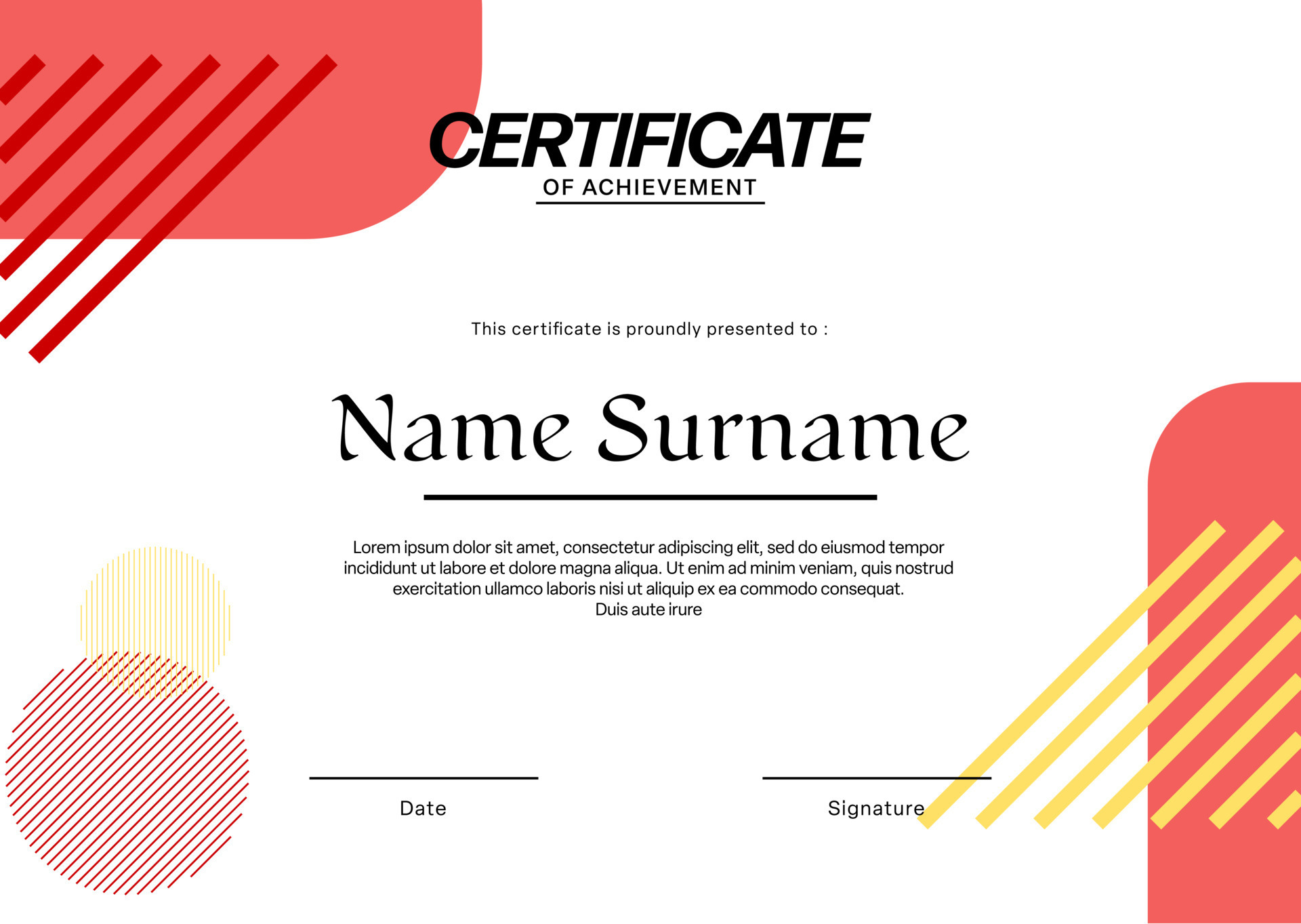 Award Certificate Template Stylish Geometric Design Abstract Geometric