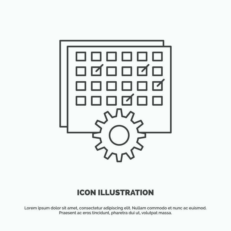 Event Management Processing Schedule Timing Icon Line Vector Gray