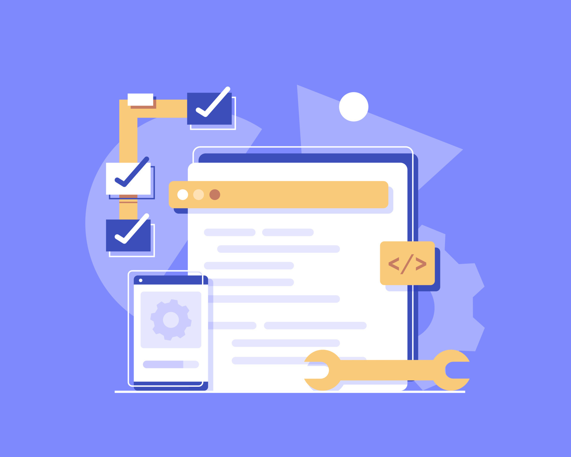 App Development Flat Line Design Conceptconstruction App Development 12961571 Vector Art At