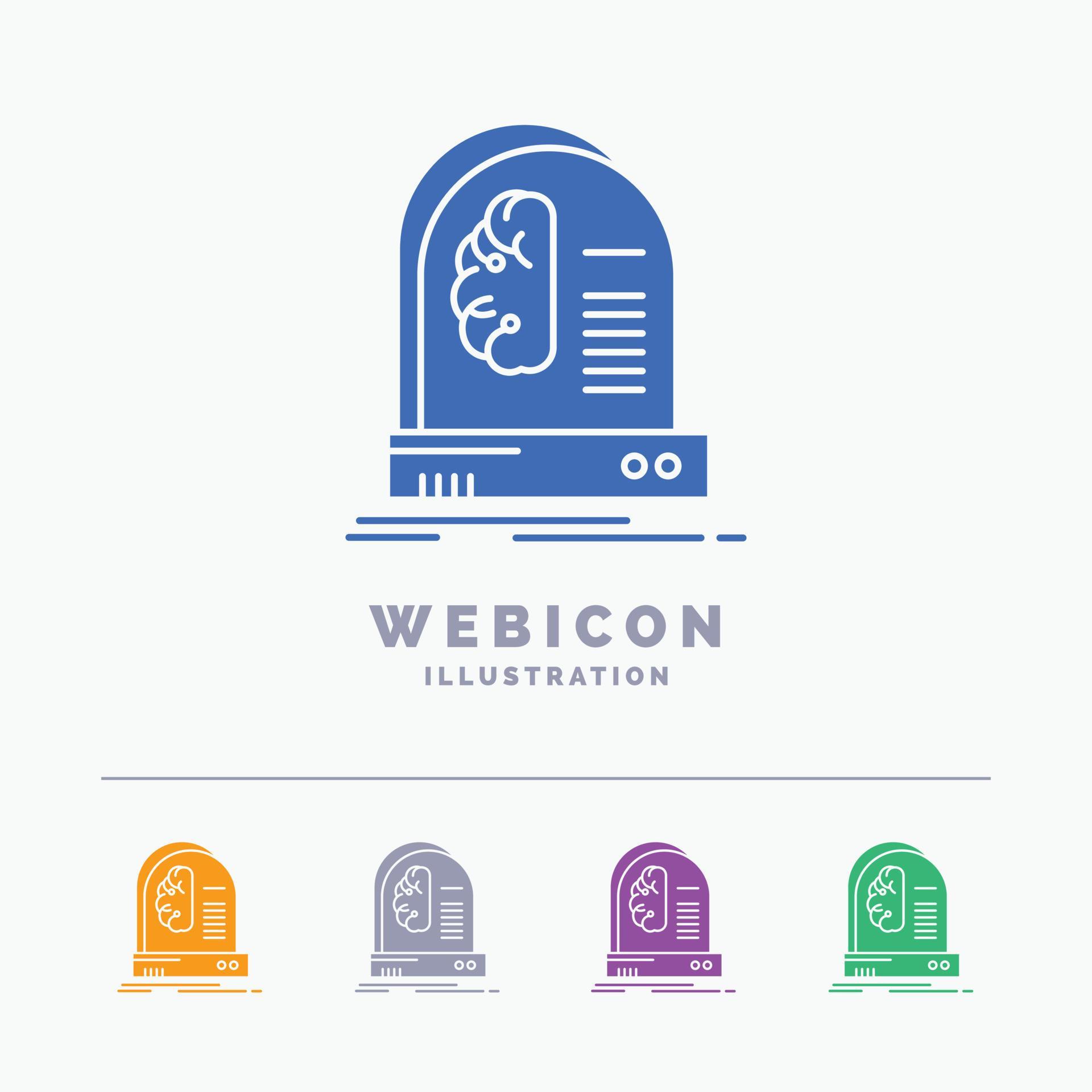 Ai. brain. future. intelligence. machine 5 Color Glyph Web Icon Template isolated on white ...
