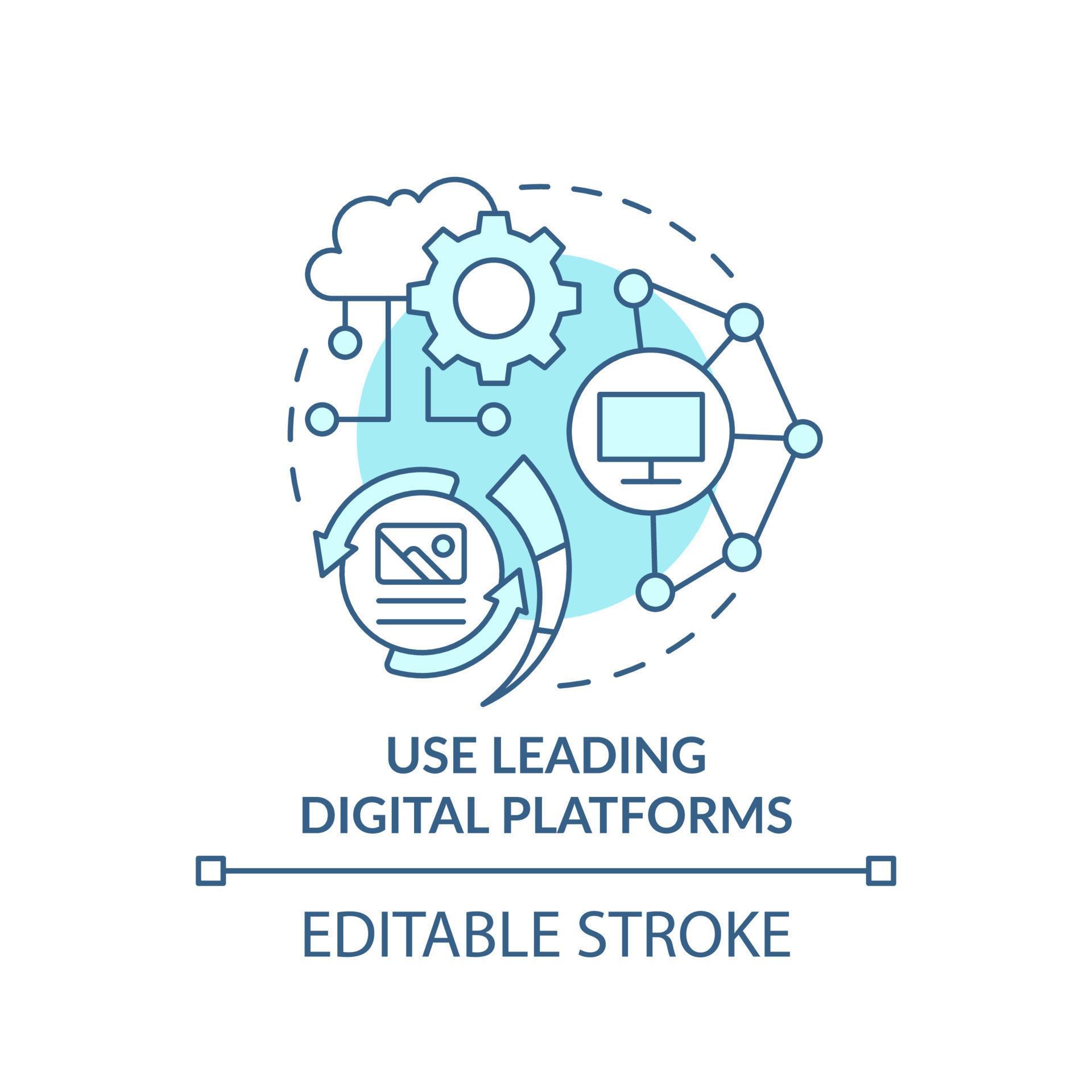 Use leading digital platforms turquoise concept icon. Digital first ...