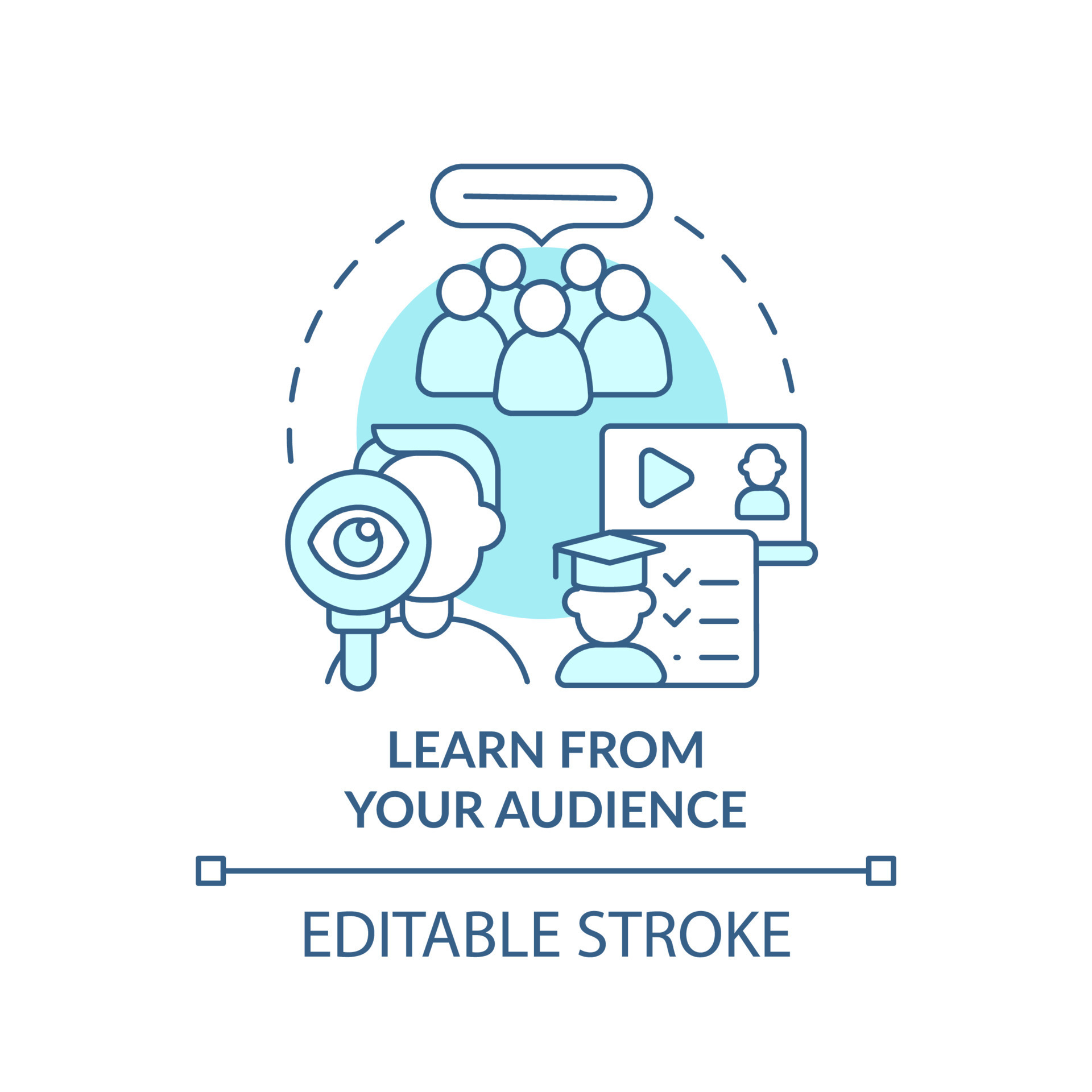 Learn From Your Audience Turquoise Concept Icon People First Mindset