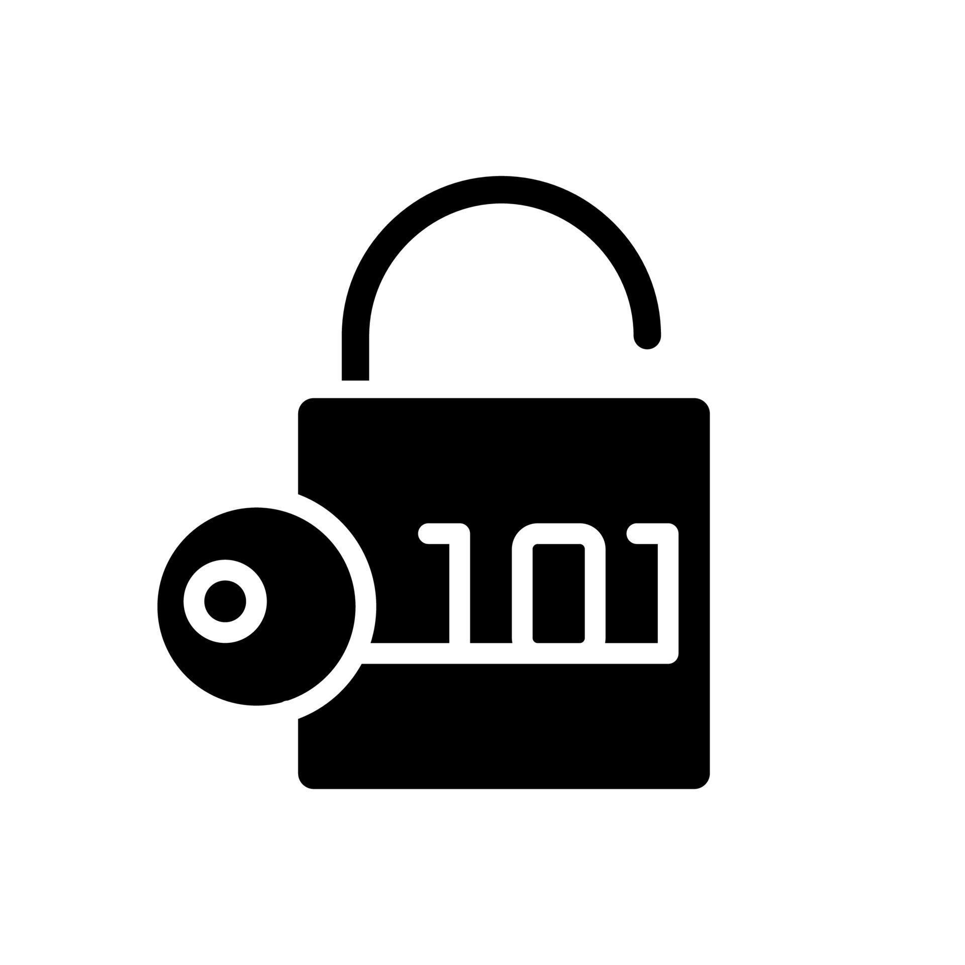 Decryption black glyph icon. Convert encoded data into original form ...