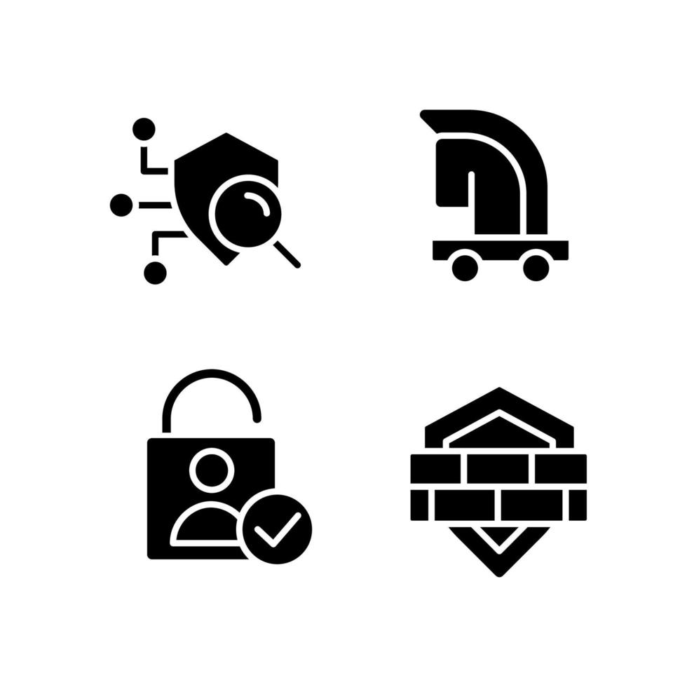 Online Security Measures Black Glyph Icons Set On White Space Security