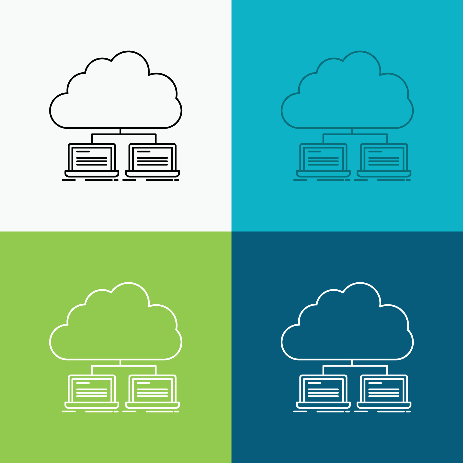 cloud. network. server. internet. data Icon Over Various Background. Line style design. designed ...