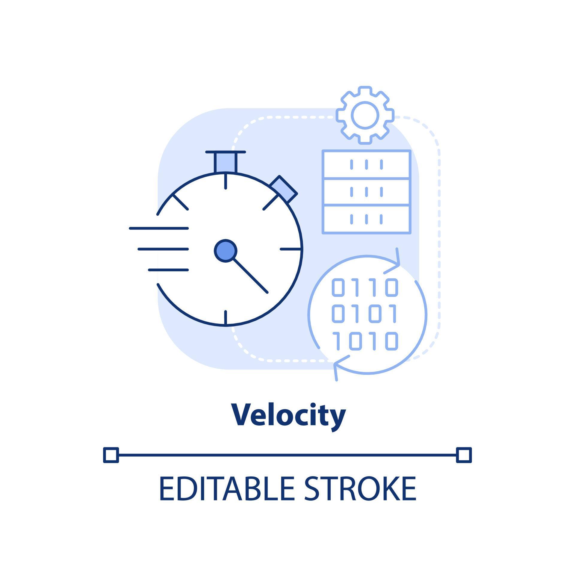 Velocity light blue concept icon. Big data characteristic abstract idea thin line illustration ...