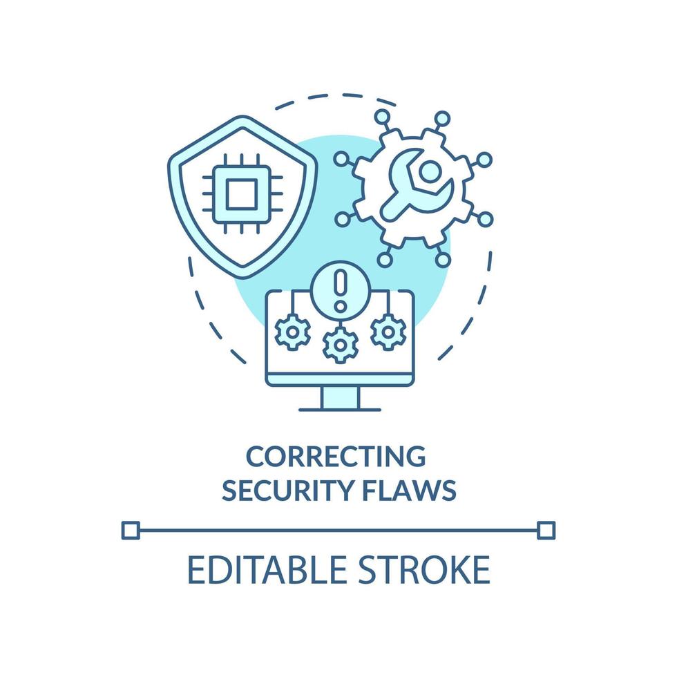 Correcting Security Flaws Turquoise Concept Icon Cybersecurity Risk