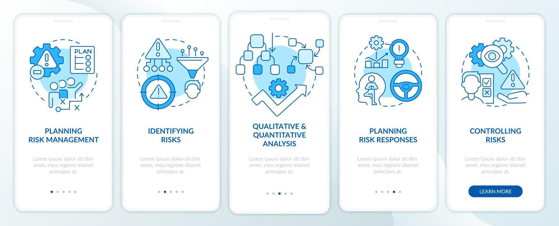 Risk Management Process Blue Onboarding Mobile App Screen Business