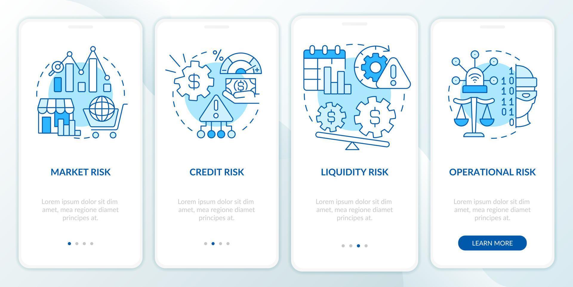Risk Categories Blue Onboarding Mobile App Screen Business Safety Plan Walkthrough 4 Steps