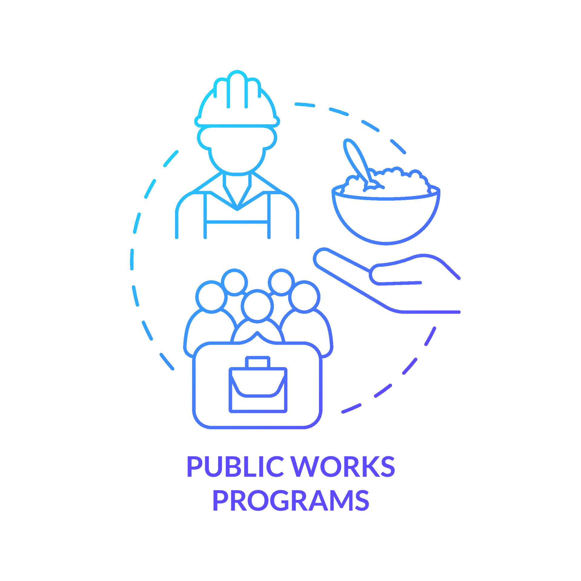 Public Works Programs Blue Gradient Concept Icon Workplaces Creation