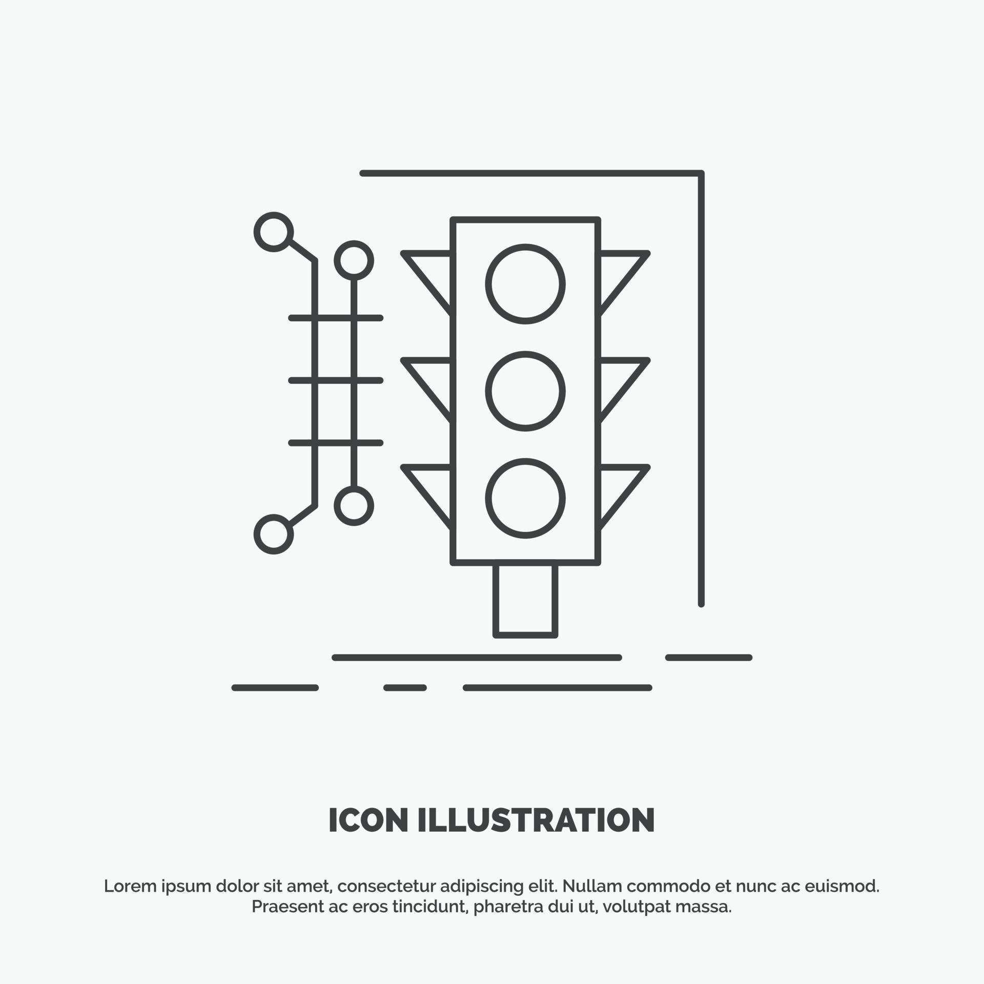 City Management Monitoring Smart Traffic Icon Line Vector Gray Symbol For Ui And Ux