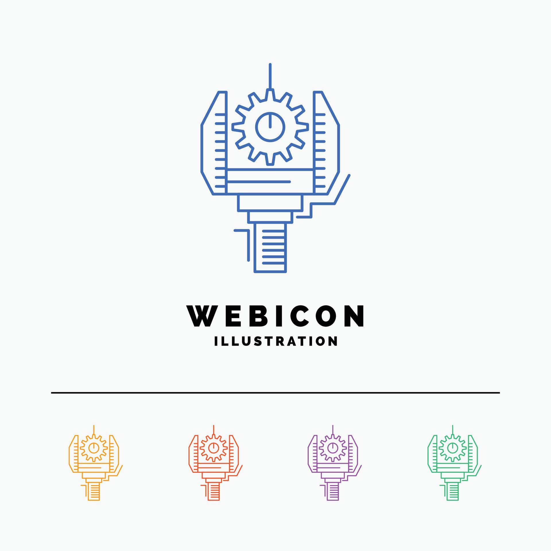 Automation Industry Machine Production Robotics 5 Color Line Web Icon Template Isolated On