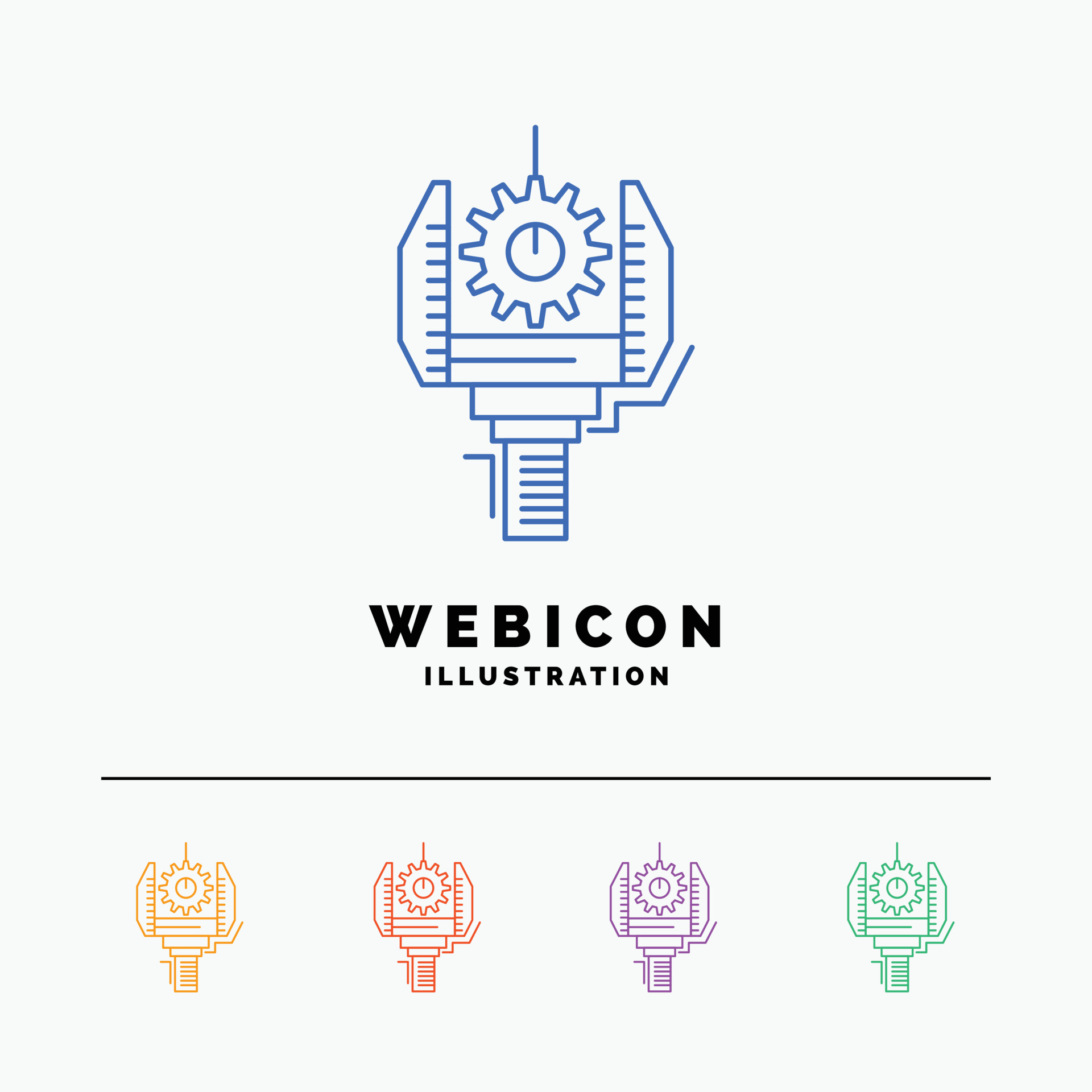 Automation Industry Machine Production Robotics 5 Color Line Web Icon Template Isolated On