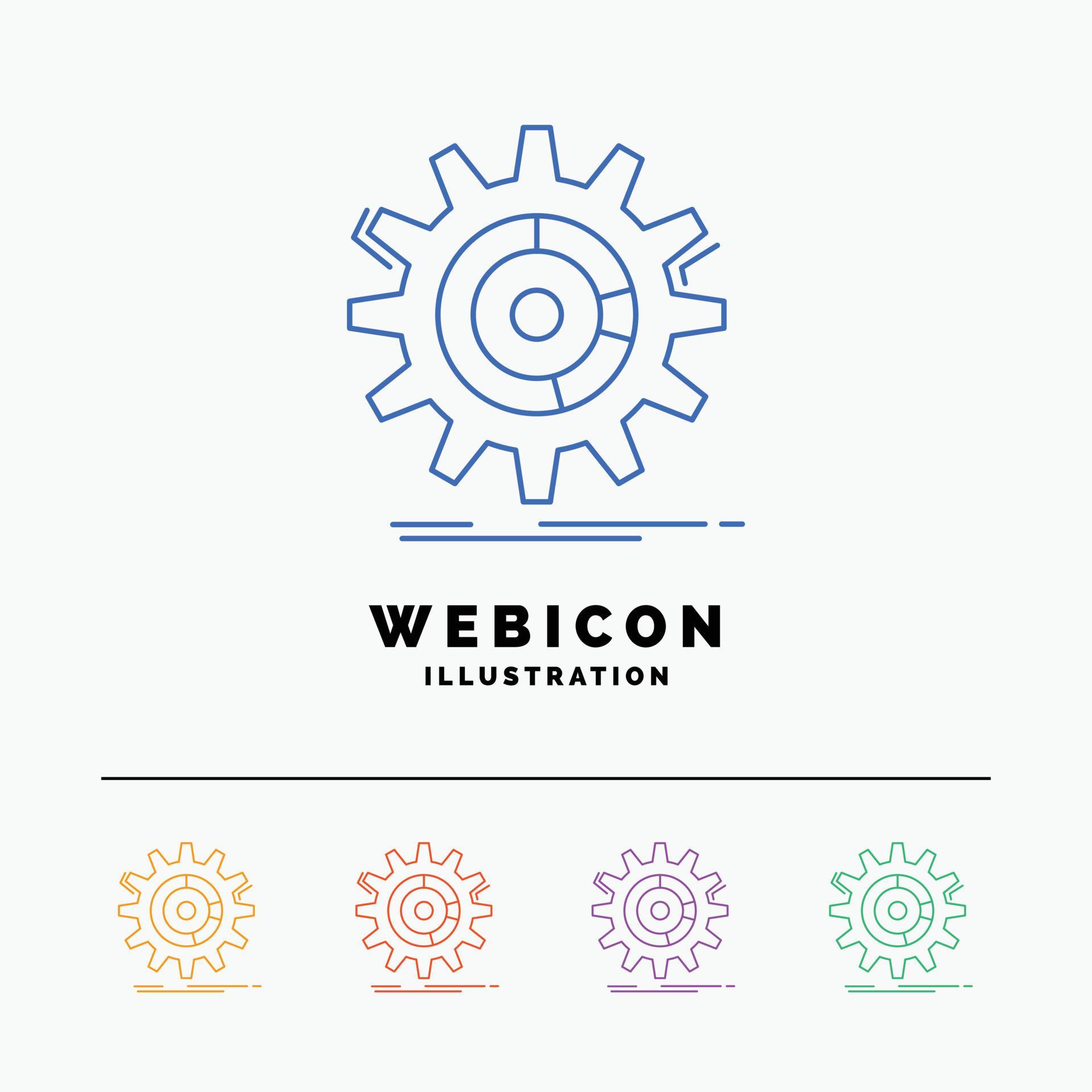 Setting Data Management Process Progress 5 Color Line Web Icon