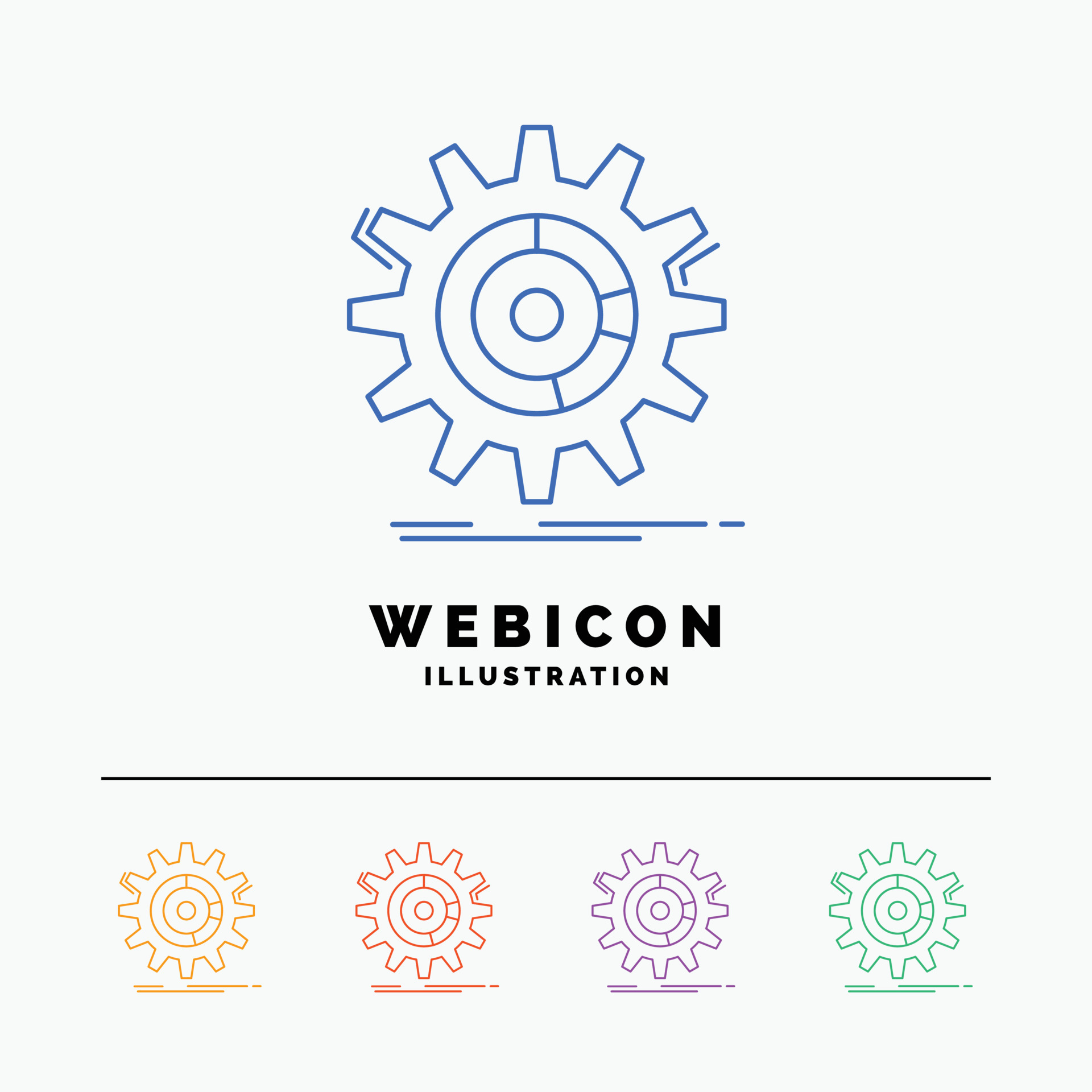 Setting Data Management Process Progress 5 Color Line Web Icon Template Isolated On White