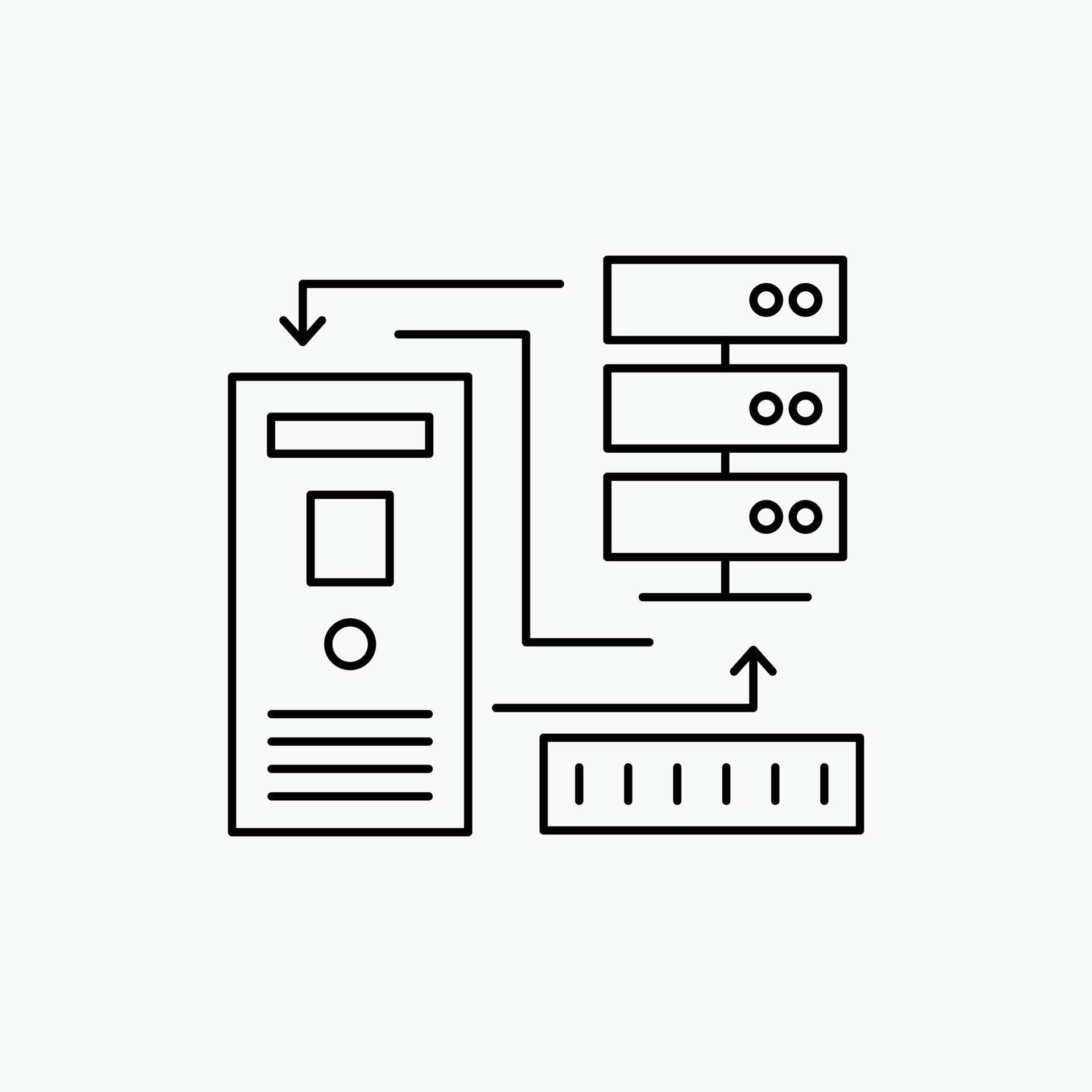 Combination Data Database Electronic Information Line Icon Vector