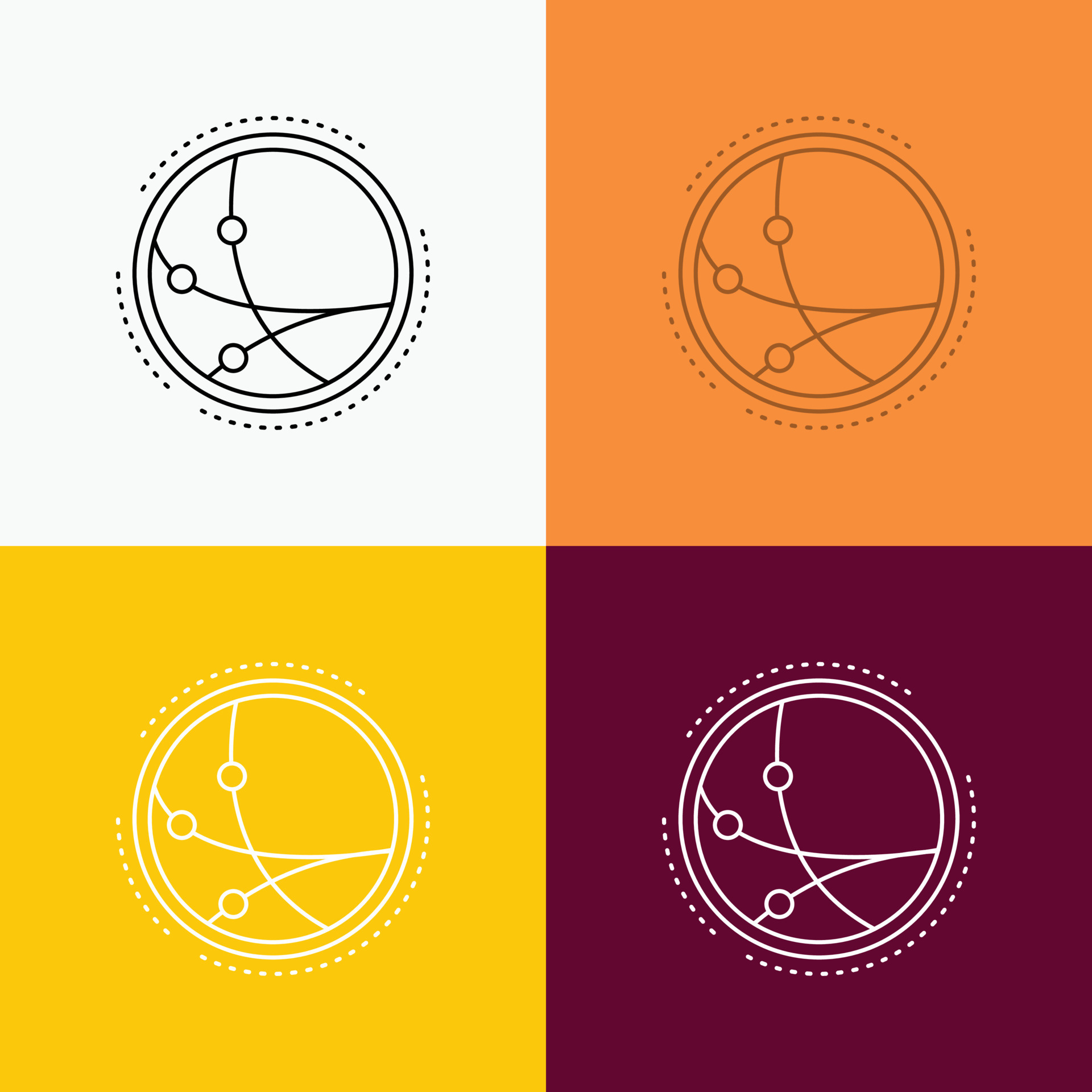 Worldwide Communication Connection Internet Network Icon Over Various Background Line Style