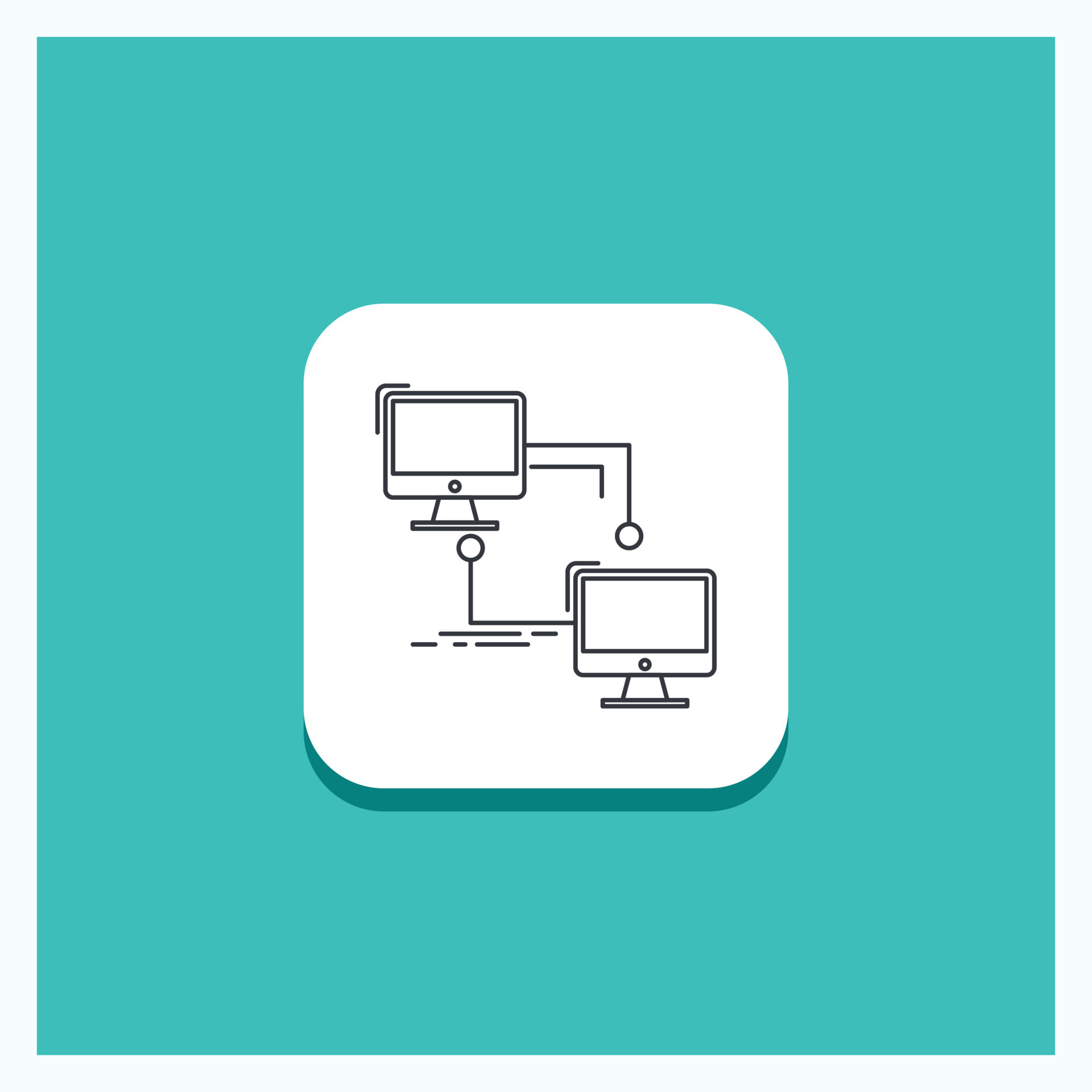 Round Button for local. lan. connection. sync. computer Line icon Turquoise Background 12964366 ...