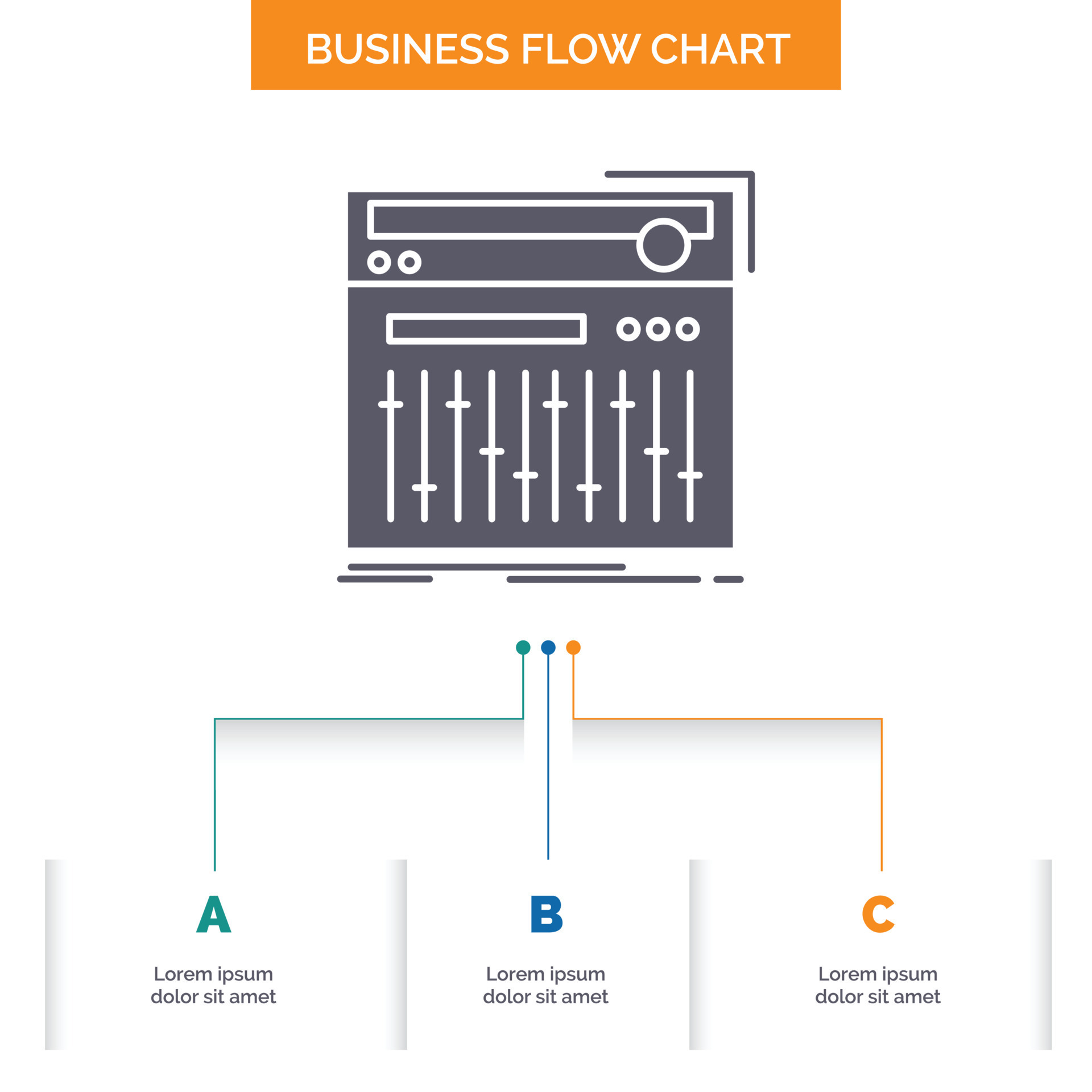 Control. controller. midi. studio. sound Business Flow Chart Design with 3 Steps. Glyph Icon For ...