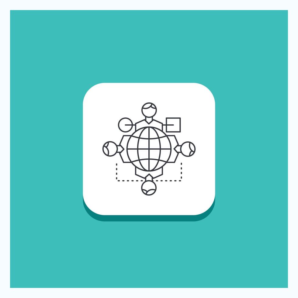 Round Button For Function Instruction Logic Operation Meeting Line Icon Turquoise Background